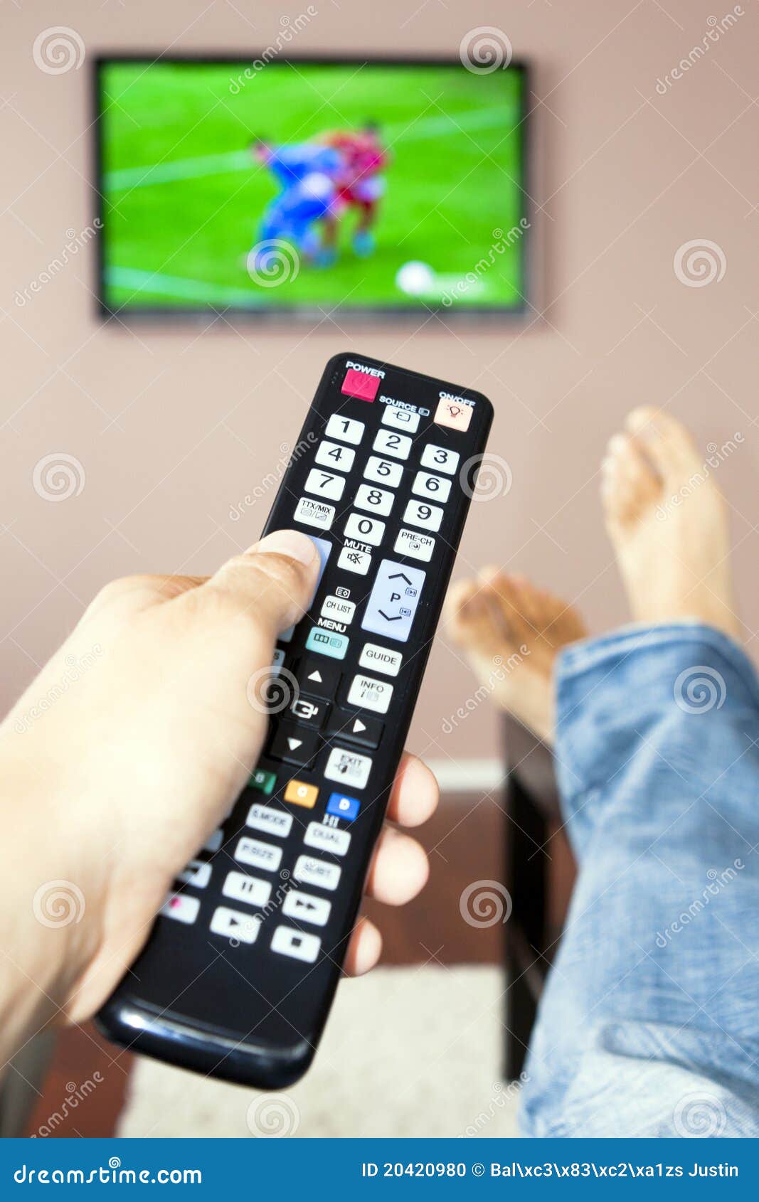 Men with the Remote Control. Stock Photo - Image of entertainment ...