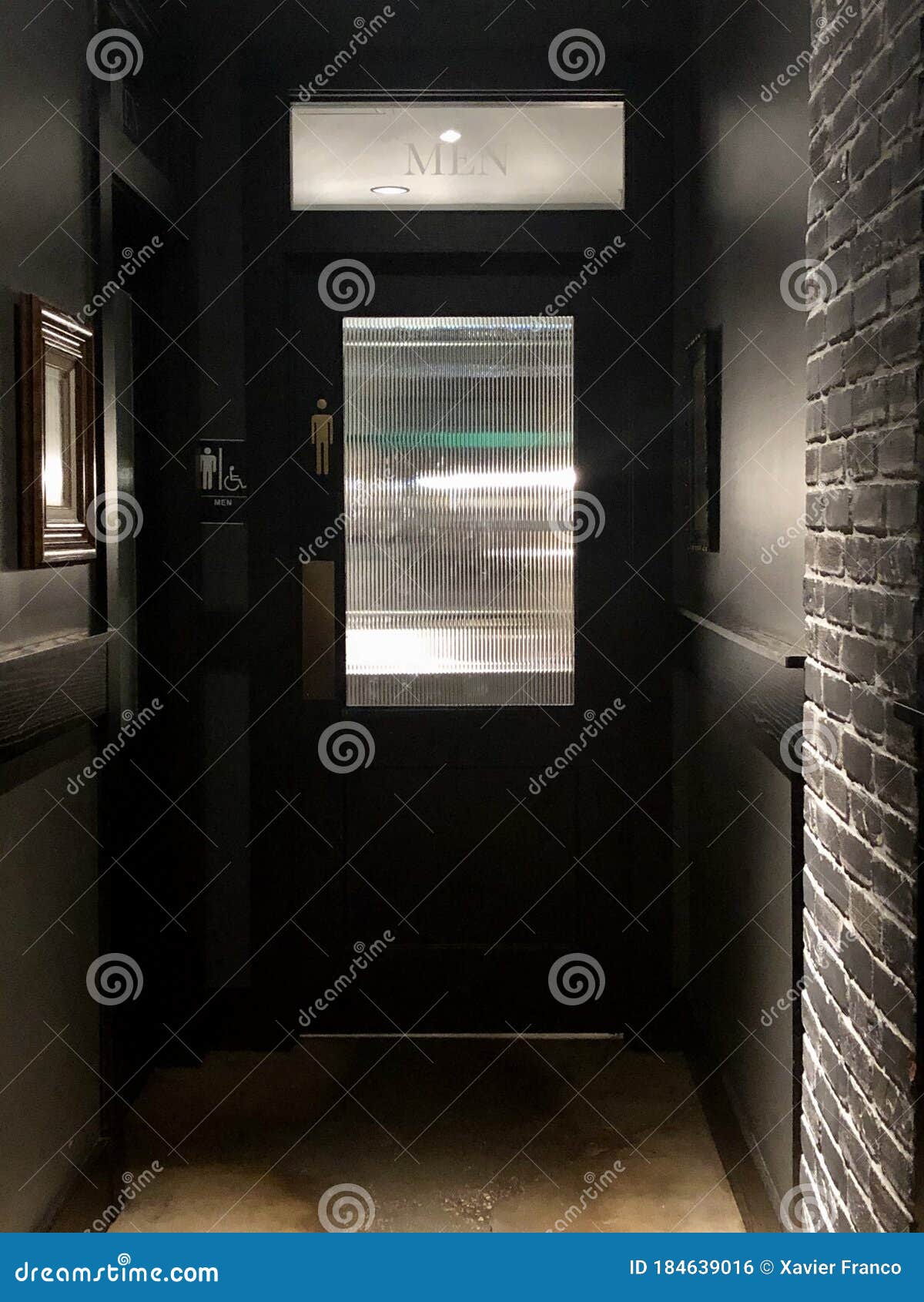 Men restroom stock photo. Image of restroom, door, corridor - 184639016