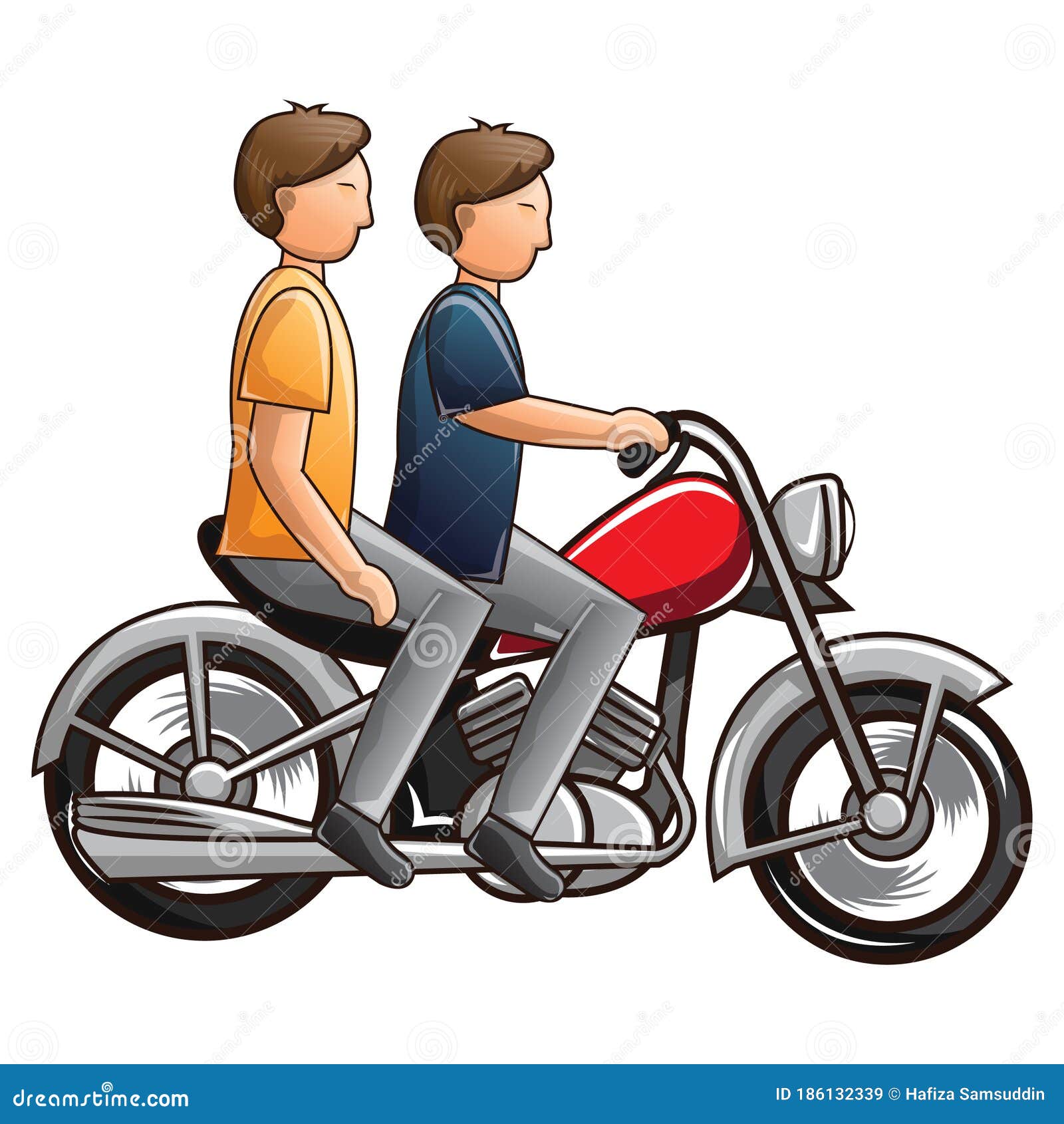 Men Riding Motorcycle. Vector Illustration Decorative Design Stock ...