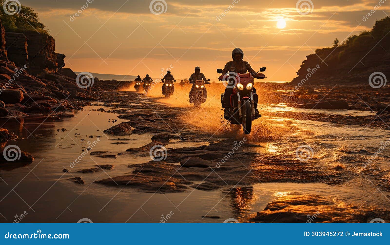 Men Riding Motorcycles at Dusk, Exploring Nature Beauty and Freedom ...