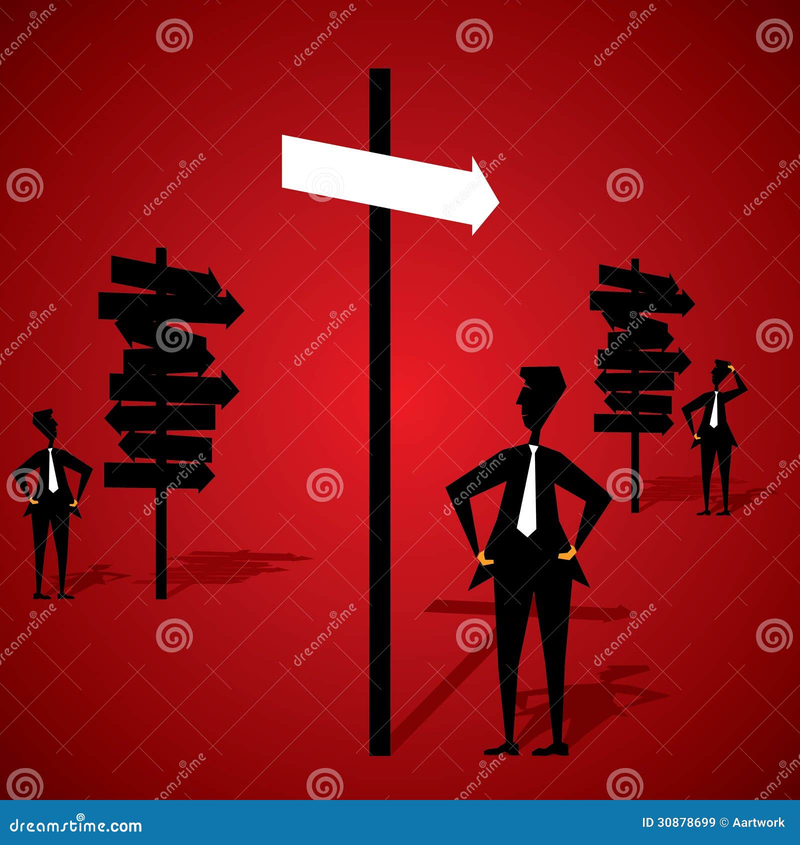 Men with Right Direction Board Stock Vector - Illustration of alone ...