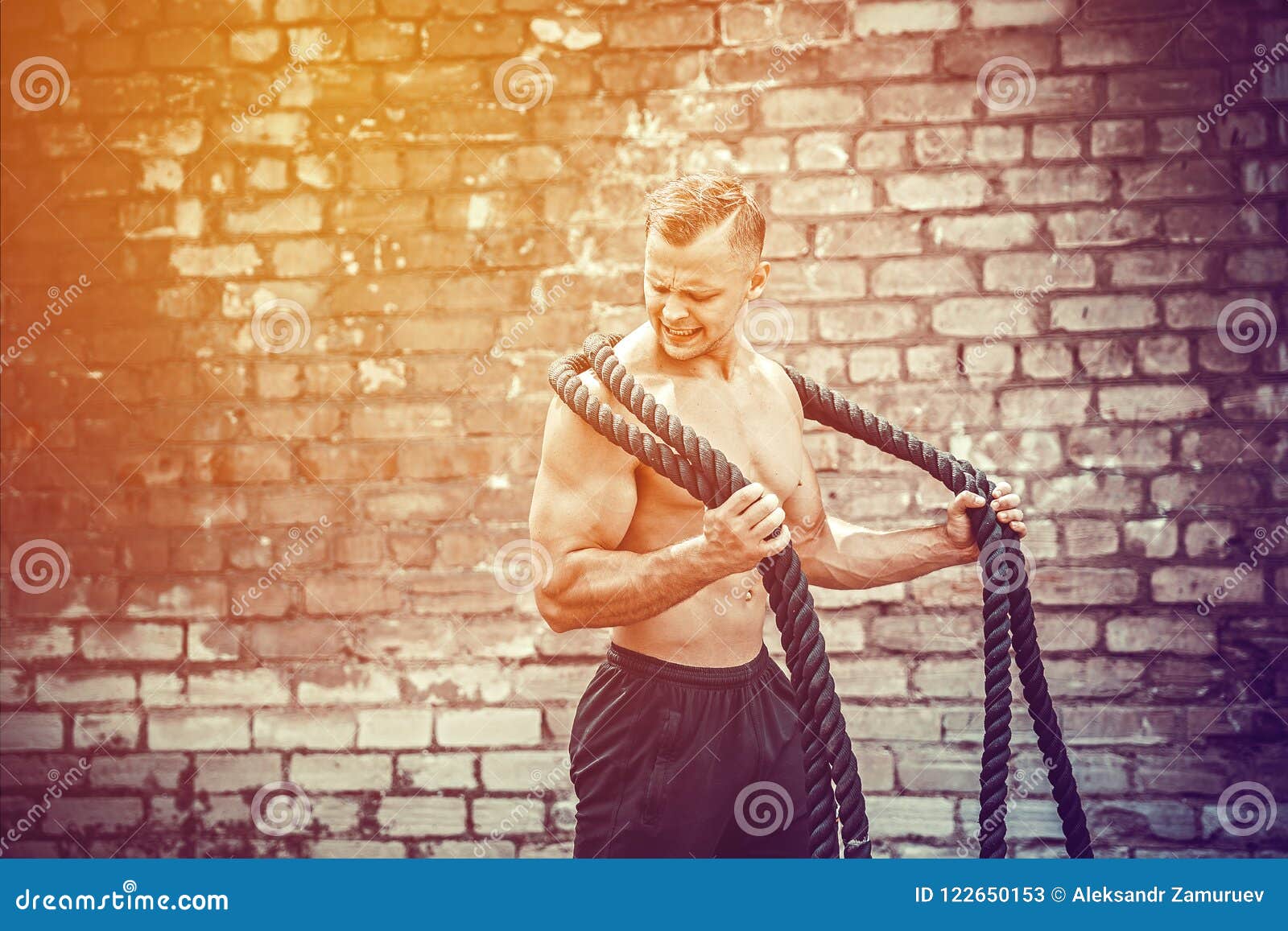 Men with Rope, Functional Training Stock Image - Image of pair, club ...