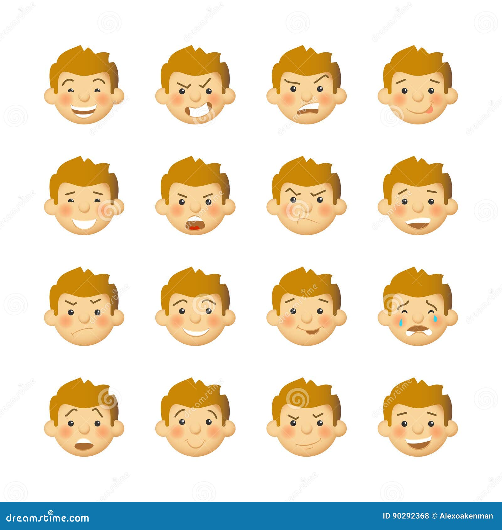 Men with Rosy Cheeks. Vector Avatars and Emoticons Set Stock Vector ...