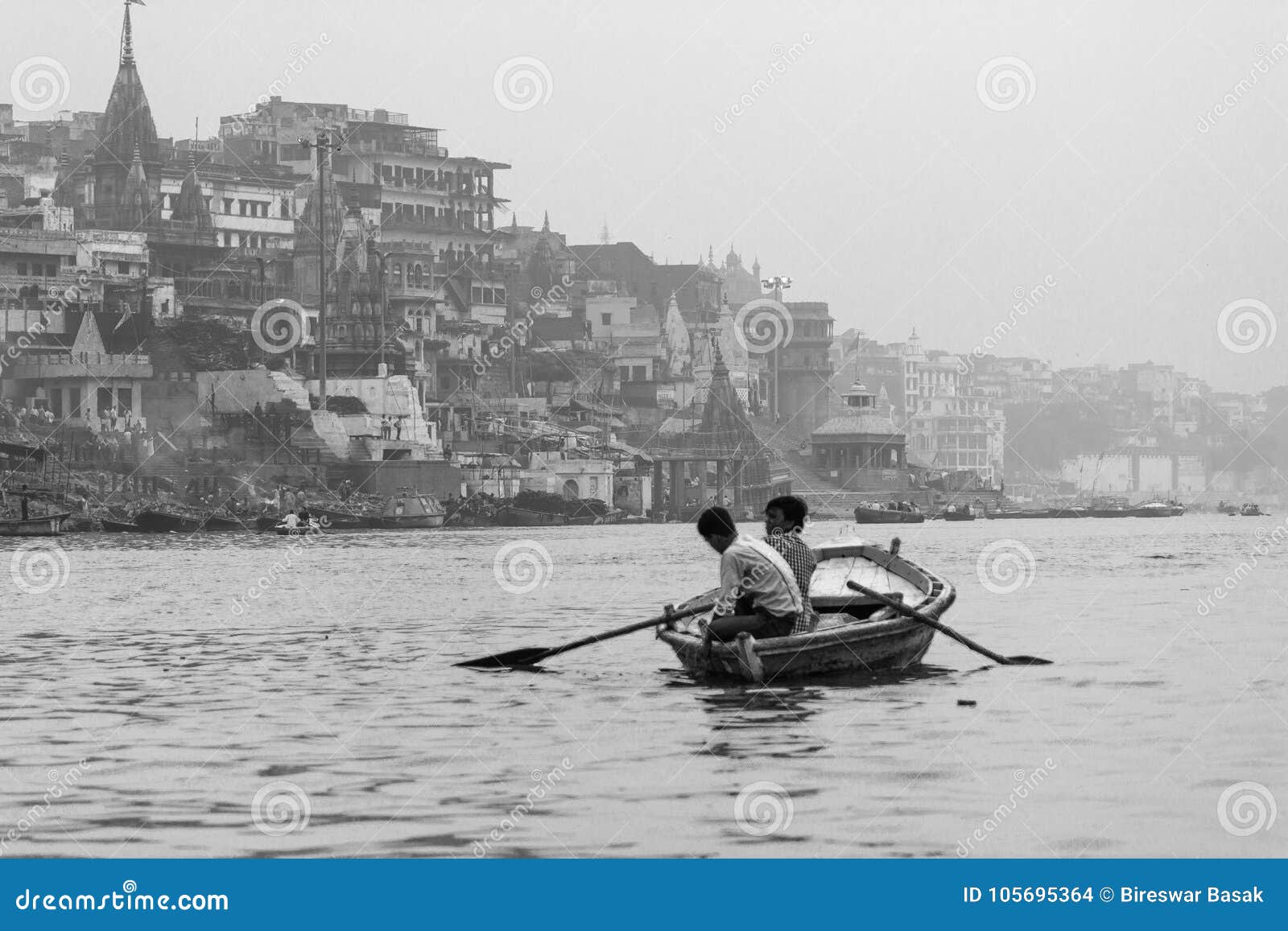Men in Row Boat in Varanasi, India Editorial Stock Image - Image of ...