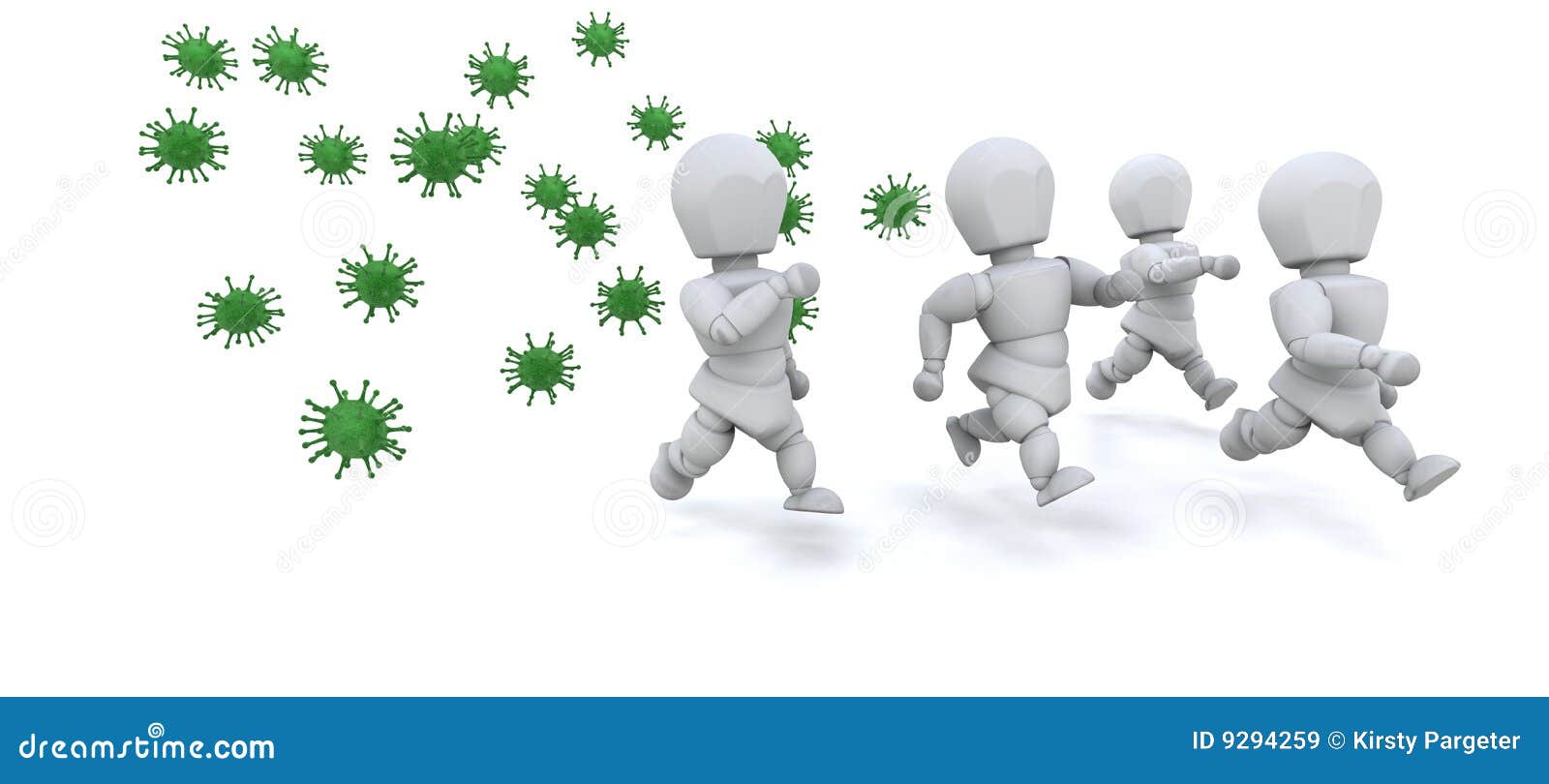 Men Running Away from Bacteria Stock Illustration - Illustration of ...