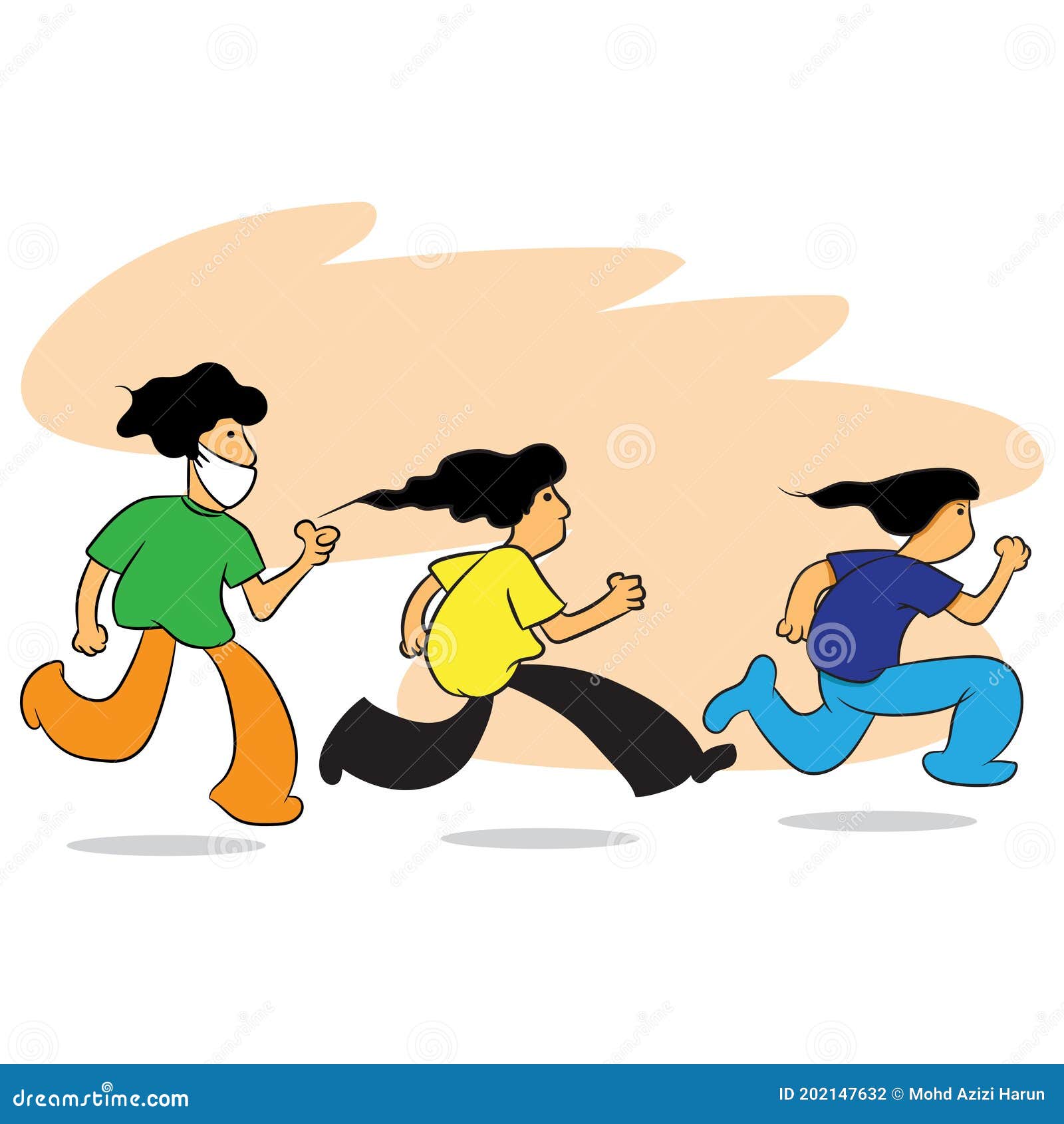 Men running from something stock illustration. Illustration of people ...