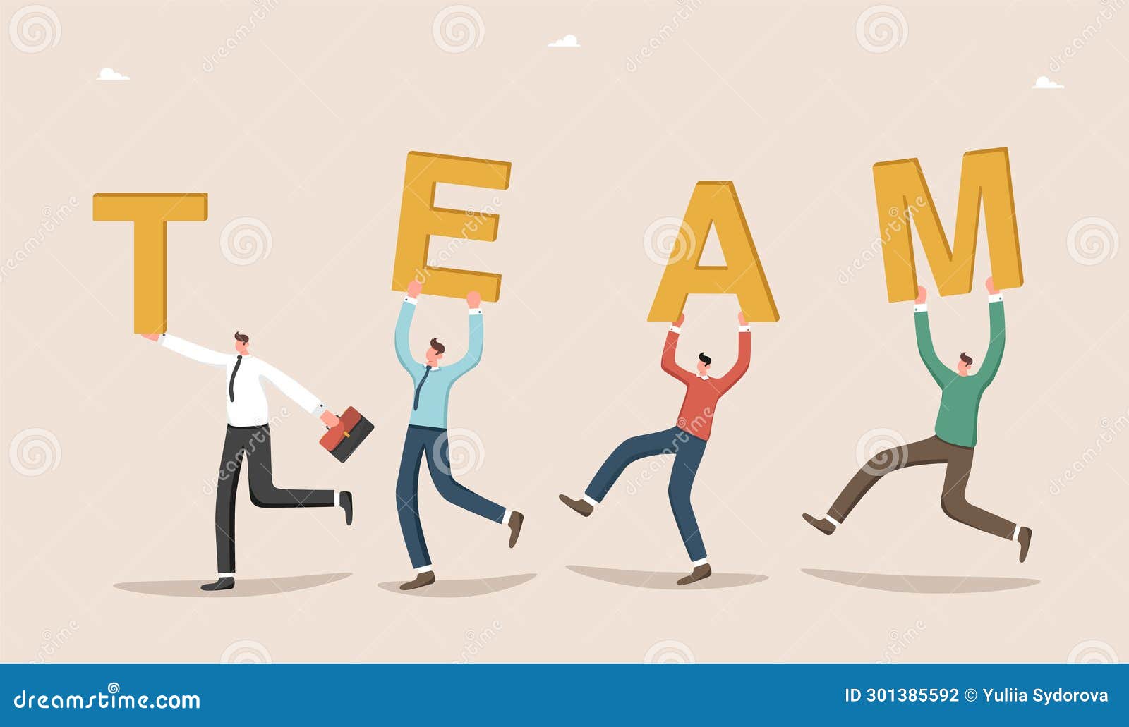 Men Running with Team Letters Stock Vector - Illustration of approach ...