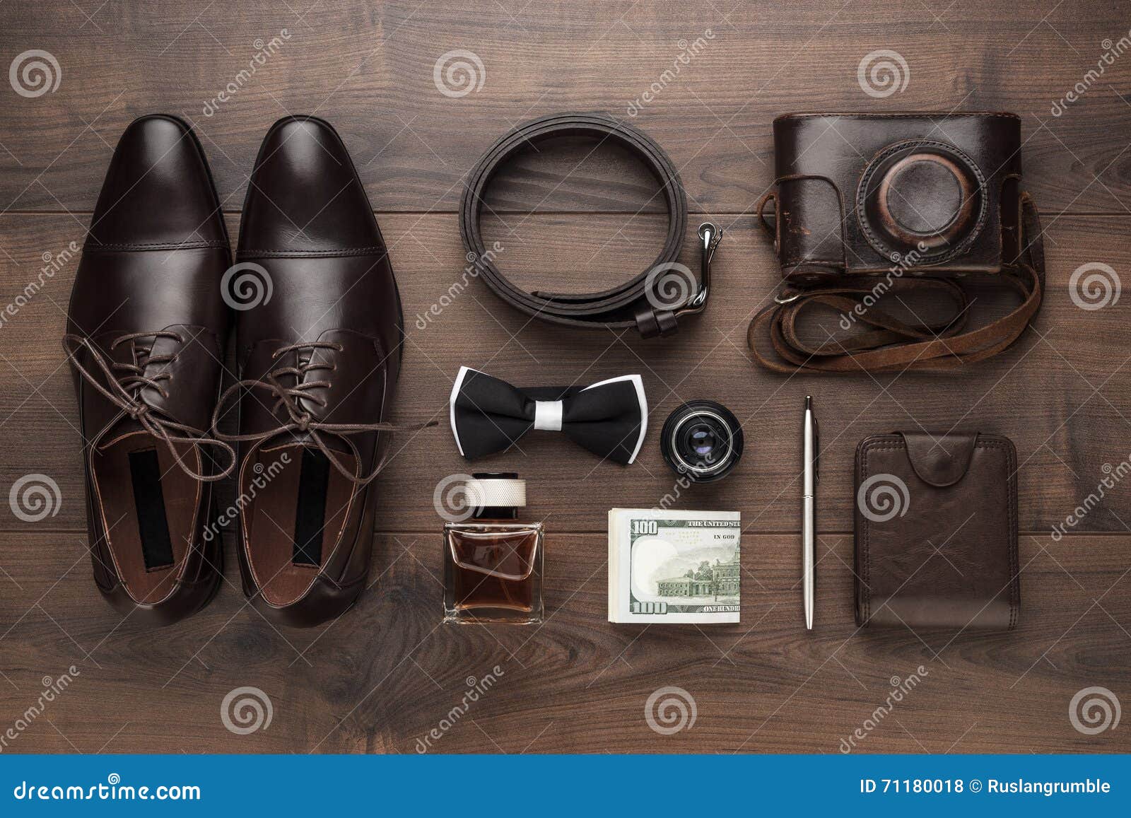 Men S Accessories in Order on the Table Stock Photo - Image of belt ...