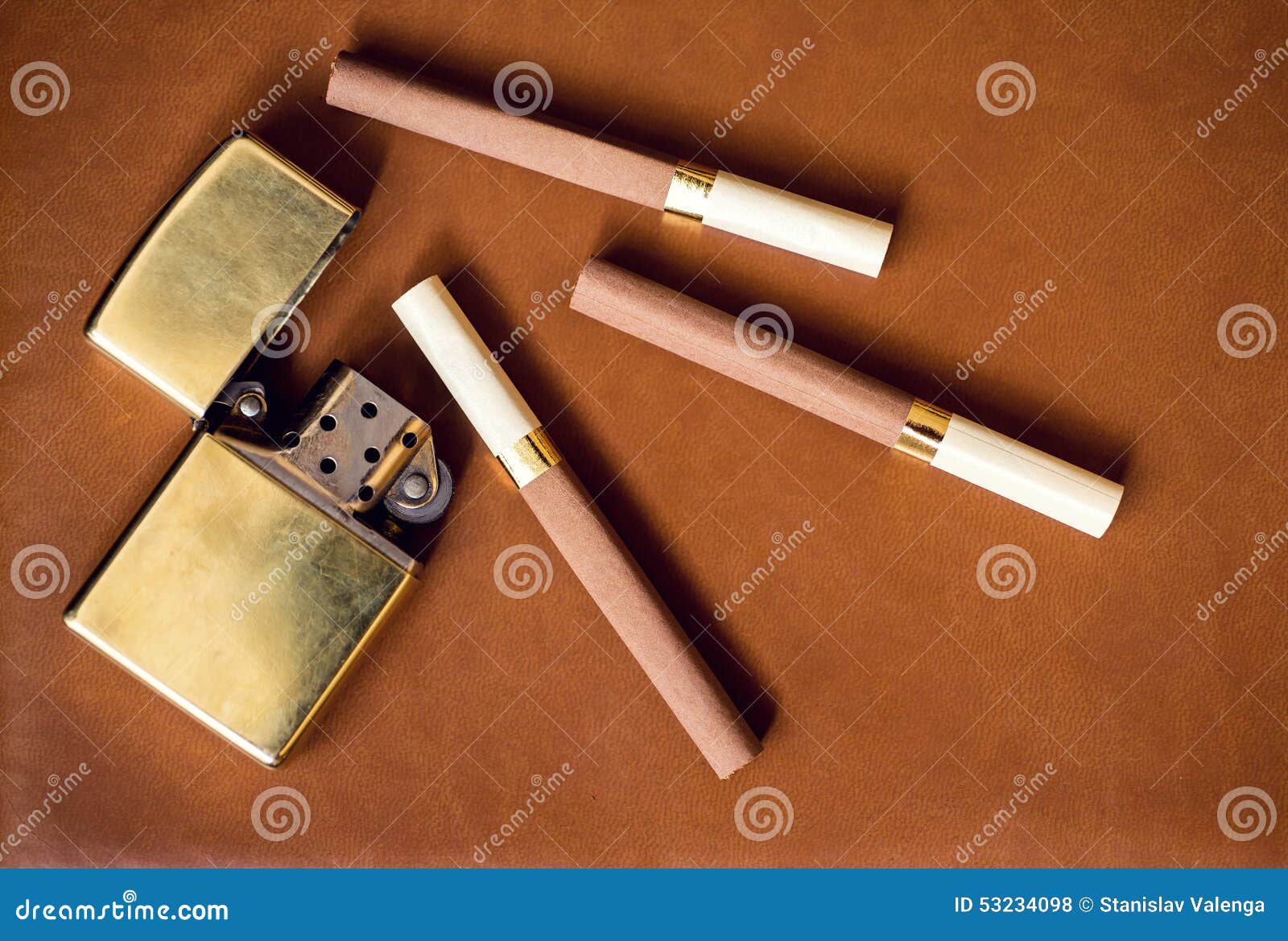 Men S Accessory, Golden Lighter and Cigarettes on Stock Photo - Image ...