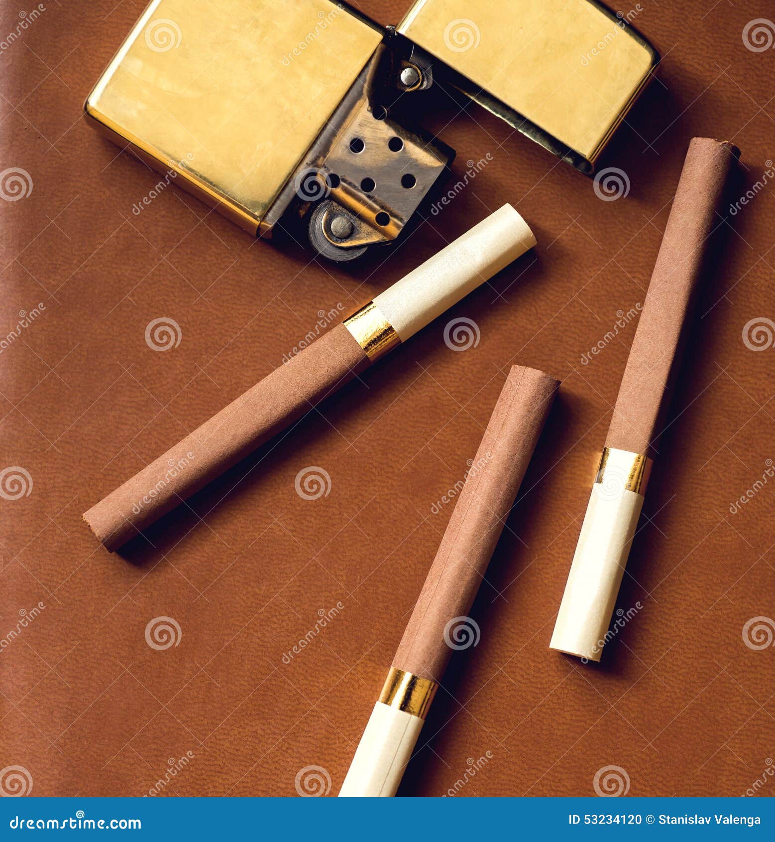 Men S Accessory, Golden Lighter and Cigarettes on Stock Photo - Image ...