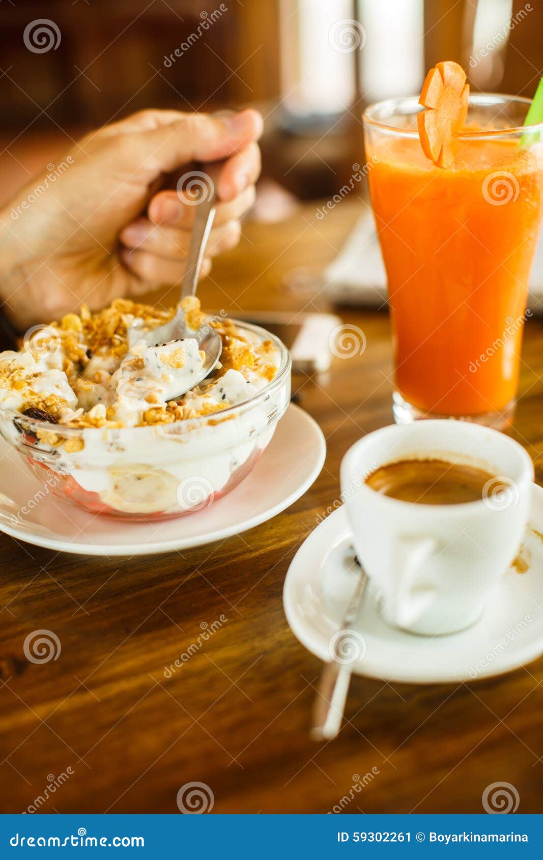 Men S Breakfast with Coffee and Muesli Stock Image - Image of fresh ...