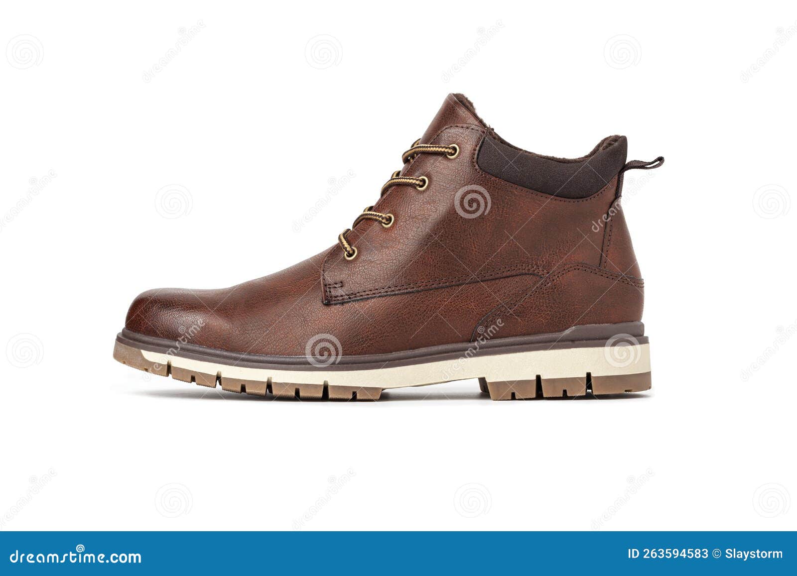 Men`s Brown Boot Isolated on a White Background Stock Image - Image of ...