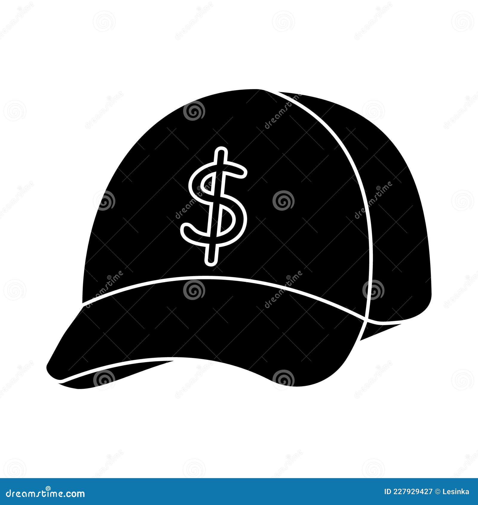 Men S Cap with a Dollar Sign, Black Stencil Icon, Vector Illustration ...