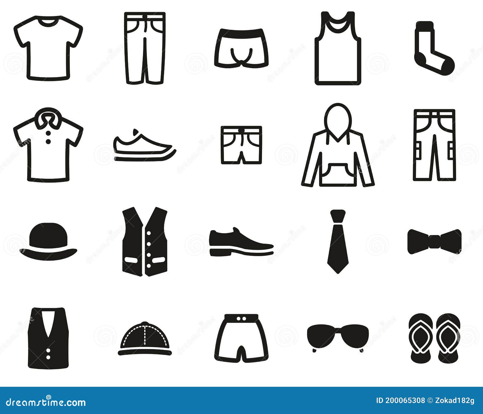 MenÂ´s Clothing & Accessories Icons Black & White Set Big Stock Vector ...