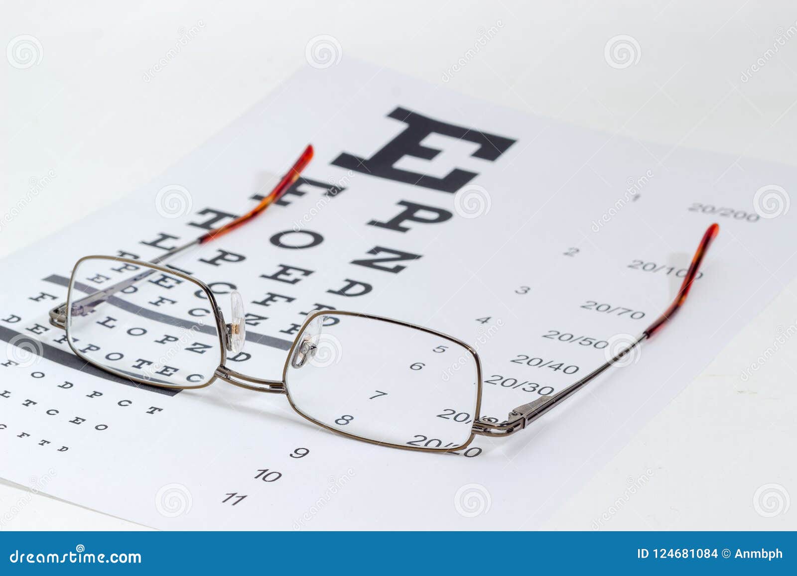 Men`s Eyeglasses on Eye Check Chart at Selective Focus Stock Photo ...
