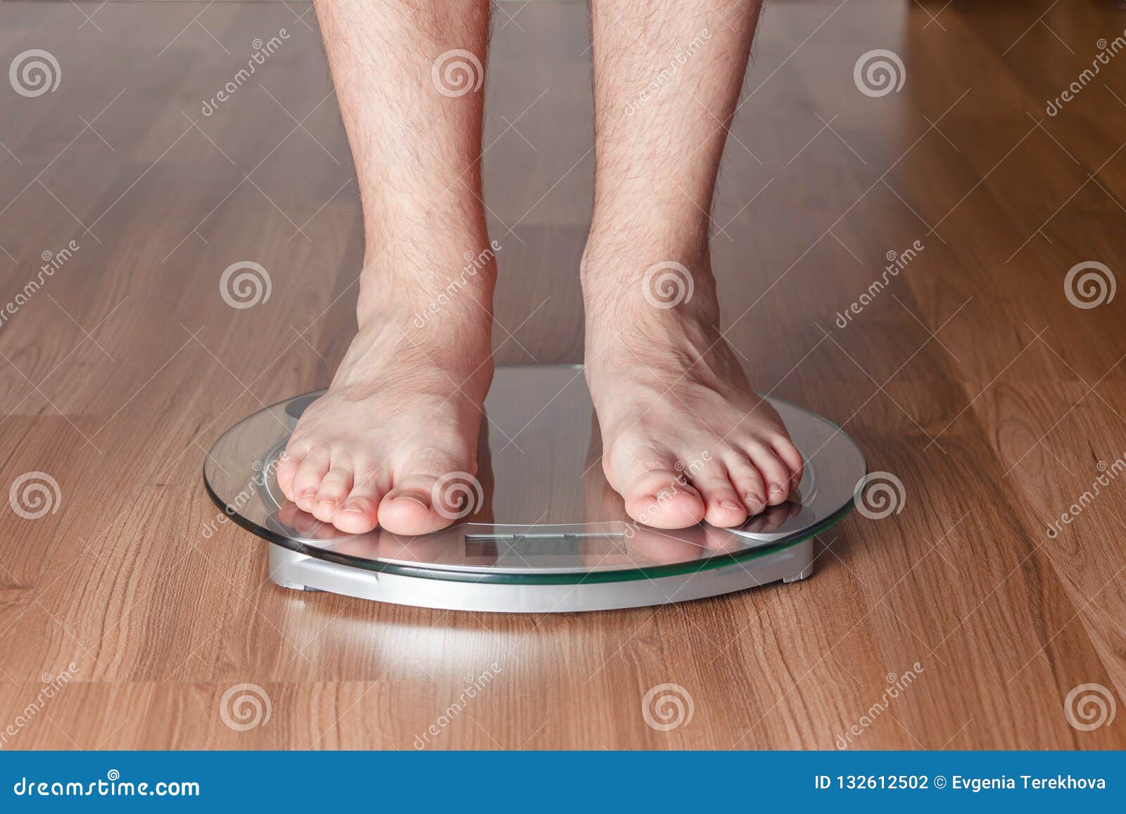 Men`s Feet on the Scales Close-up Stock Photo - Image of measure ...