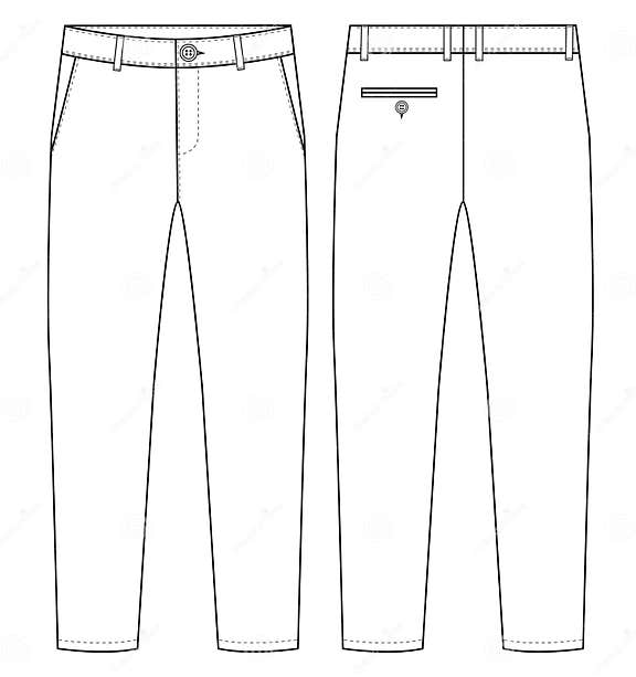 Men S Formal Trouser Vector Pant Front and Back View Flat Sketch ... Men S Formal Trouser Vector Pant Front and Back View Flat Sketch ...