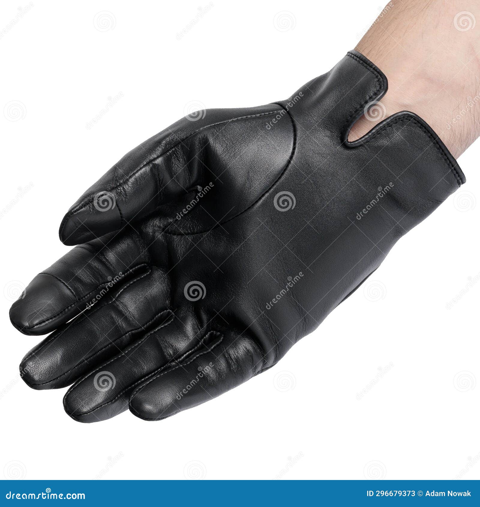 Men S Hand in a Leather Glove on a White Background Stock Image - Image ...