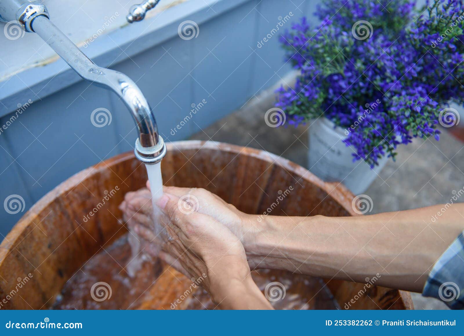 Men`s Hand Opening Water Tap Stock Photo - Image of household, liquid ...