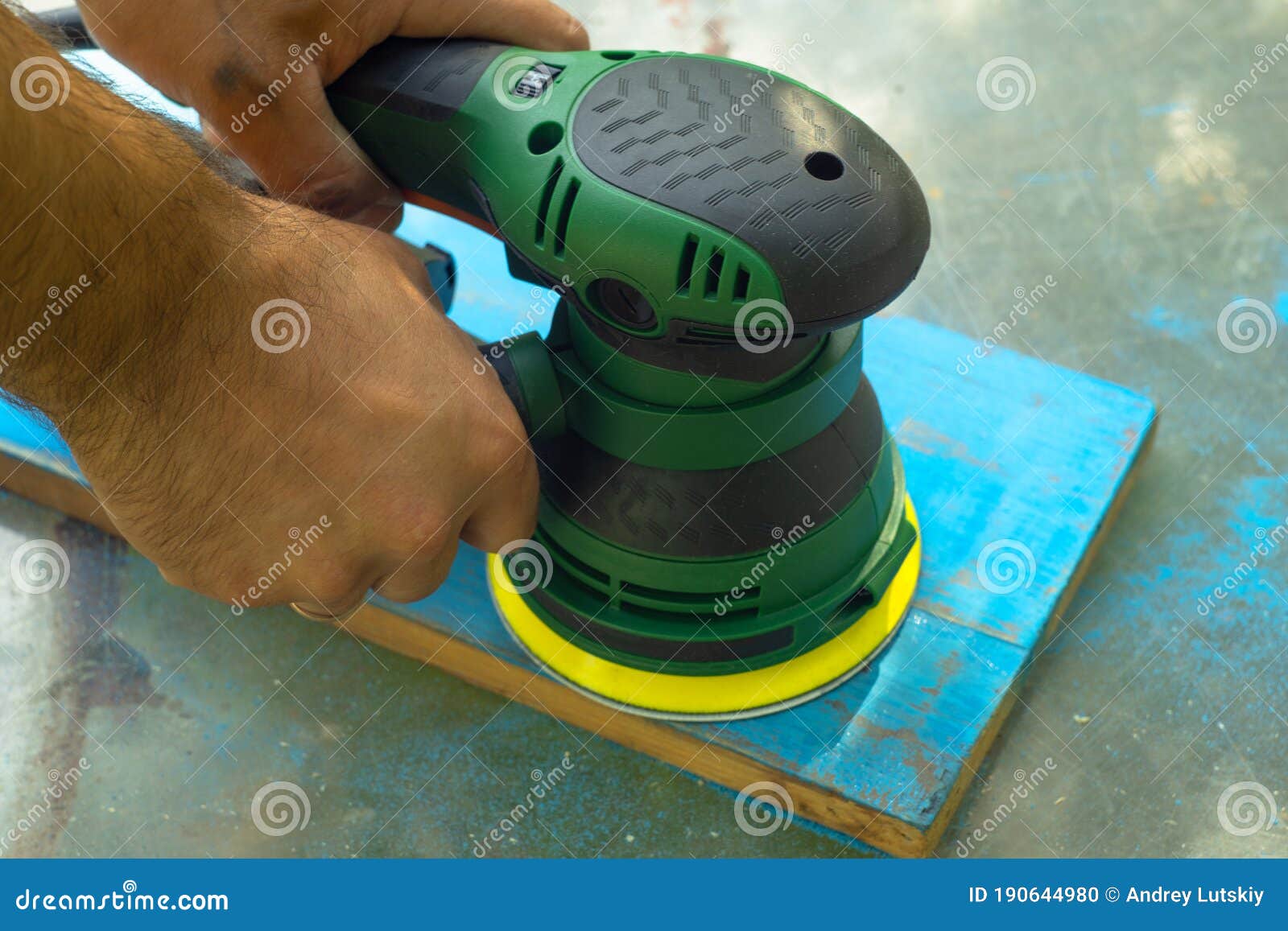 Men`s Hand Sanding Machine, Skin Wood. Stock Photo - Image of craft ...
