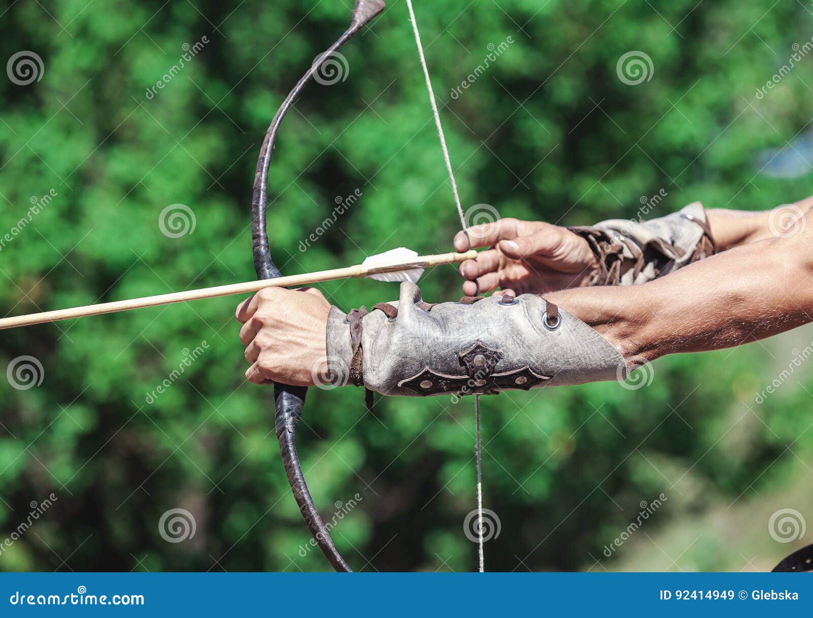 Men`s Hands Begin To Stretch His Bow Stock Image - Image of lace, arms ...