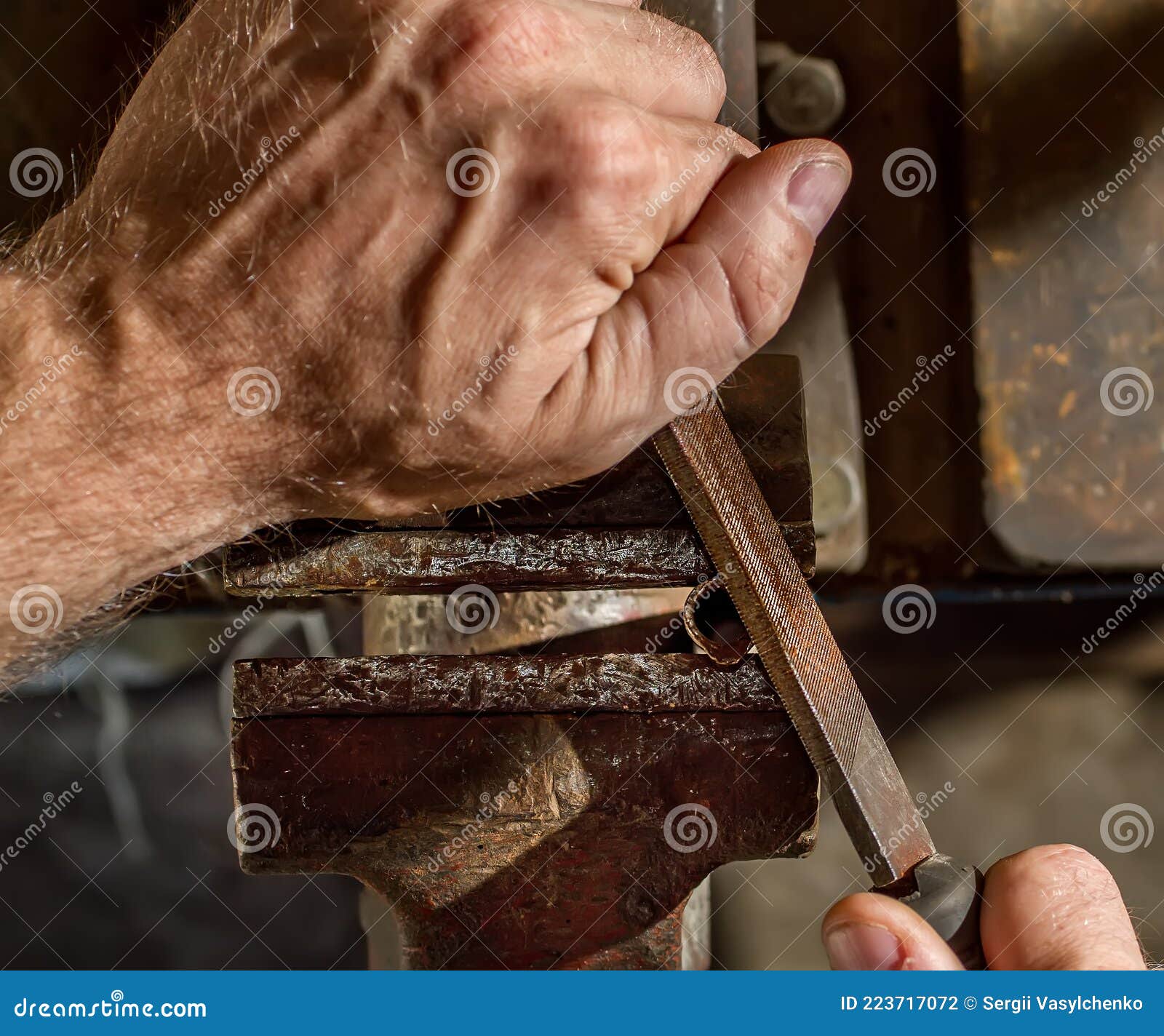Working with a File in the Workshop. Stock Photo - Image of background ...