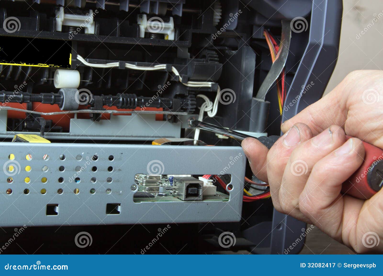 Men S Hands Repairing Laser Printer Stock Image - Image of printer ...
