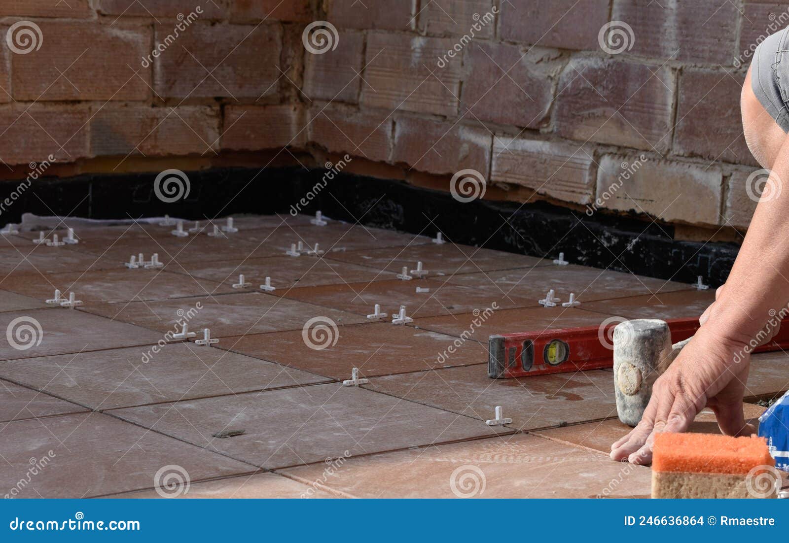 Hands of Man Working in Masonry, Unrecognisable Stock Photo - Image of ...