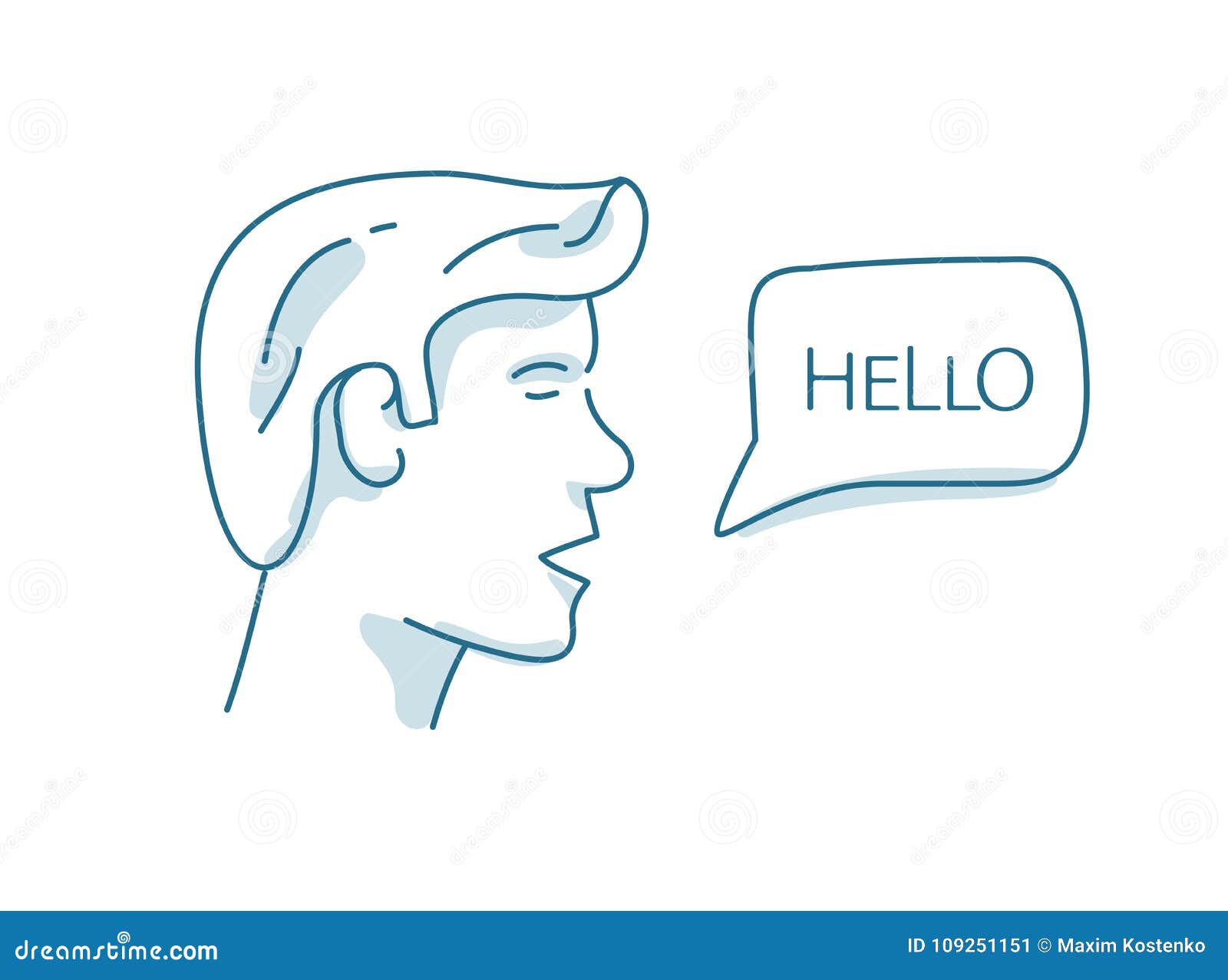 Men S Head with Dialog Speech Bubble, Saing Hello , Vector Illustration ...