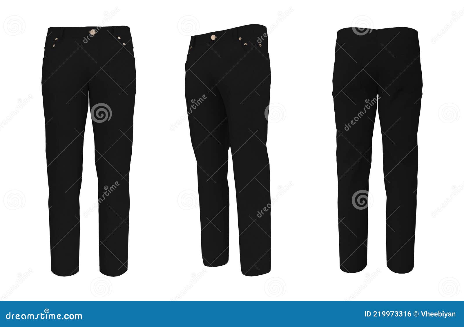 Men`s Jeans in Front, Side and Back Views Stock Illustration ...