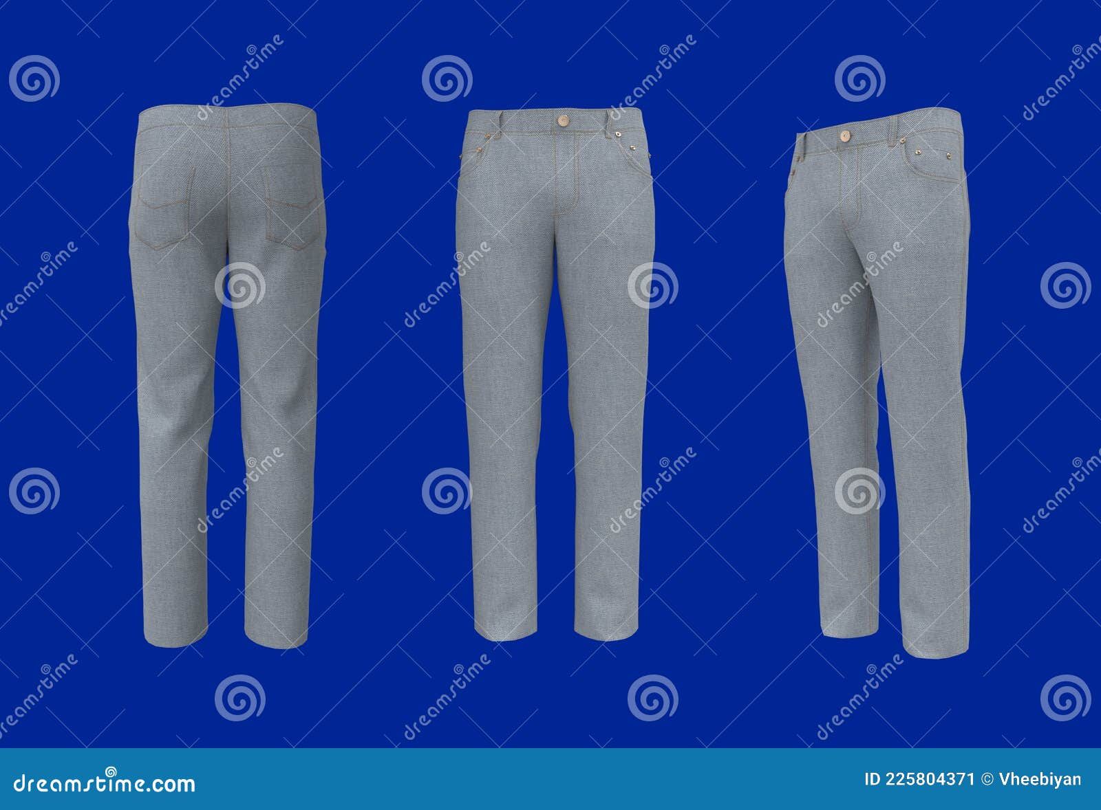 Men`s Jeans in Front, Side and Back Views. Stock Illustration ...
