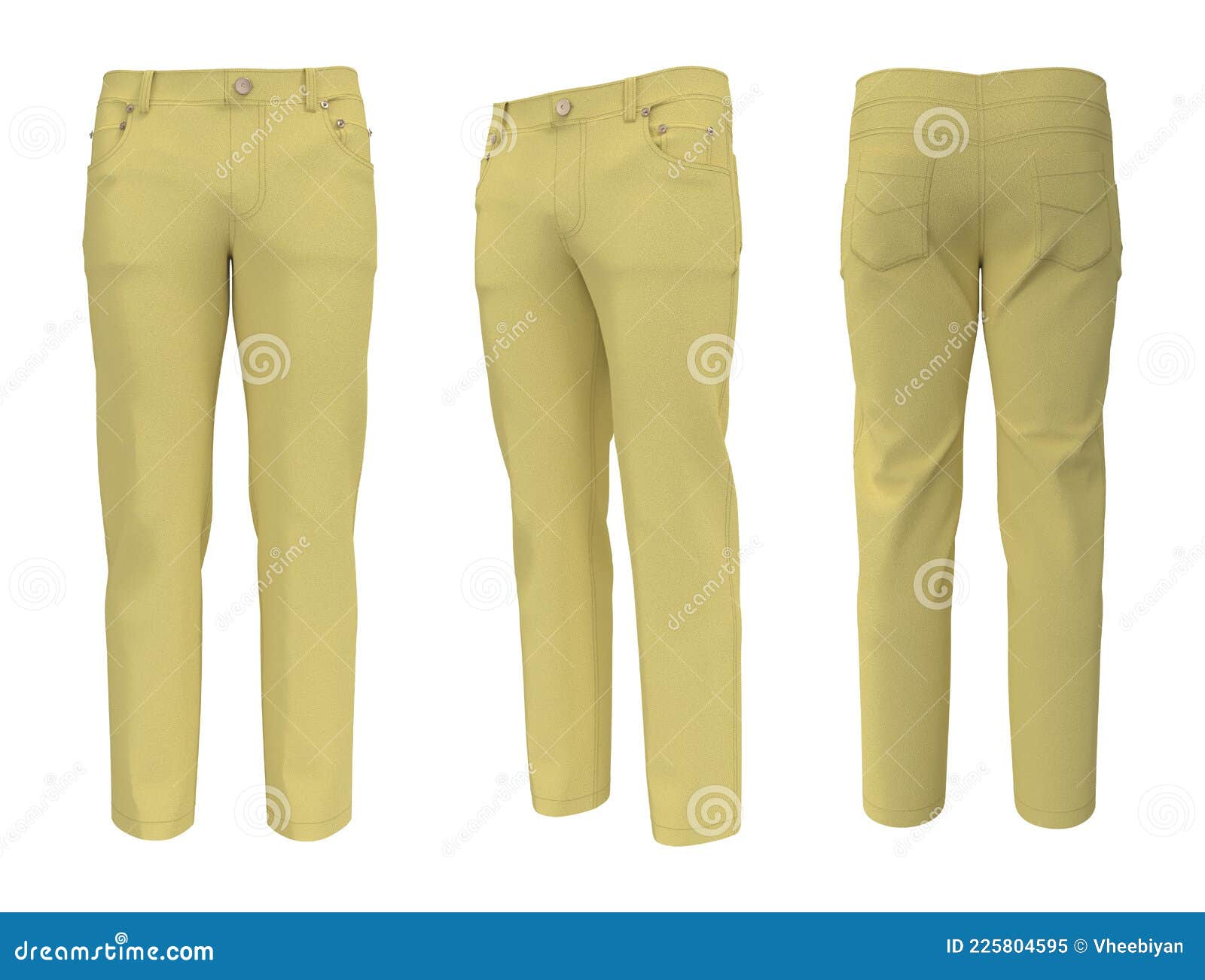 Men`s Jeans in Front, Side and Back Views Stock Illustration ...