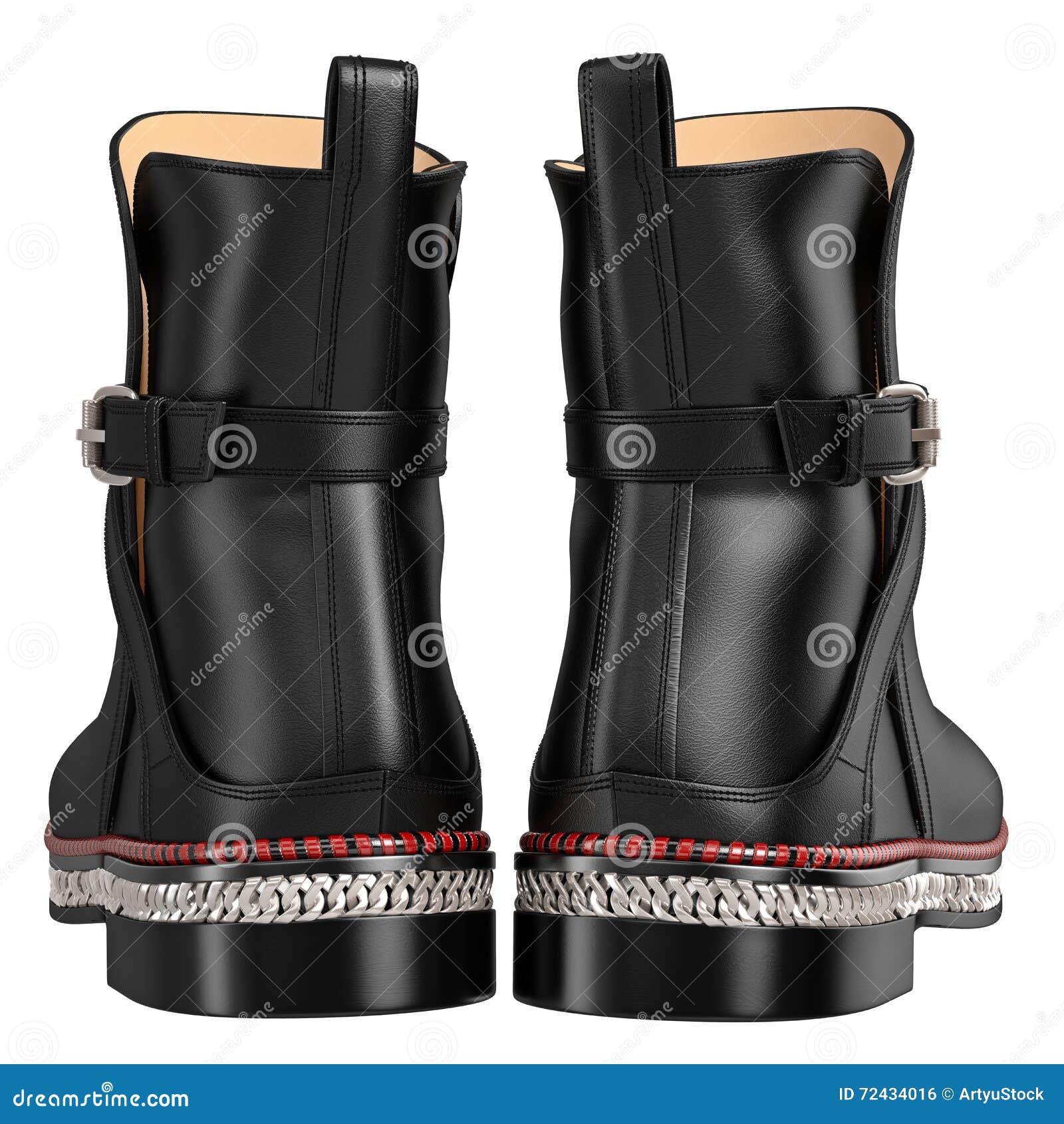 Men S Leather Black Boots, Back View Stock Illustration - Illustration ...