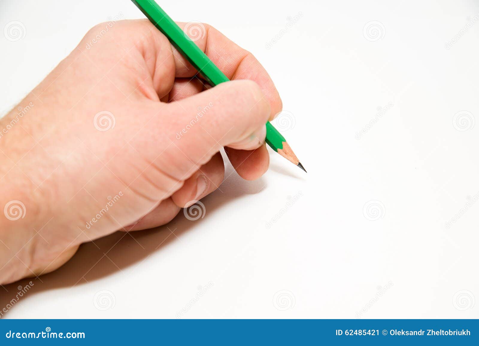 Men S Left Hand Holding a Pencil on Over White Stock Image - Image of ...