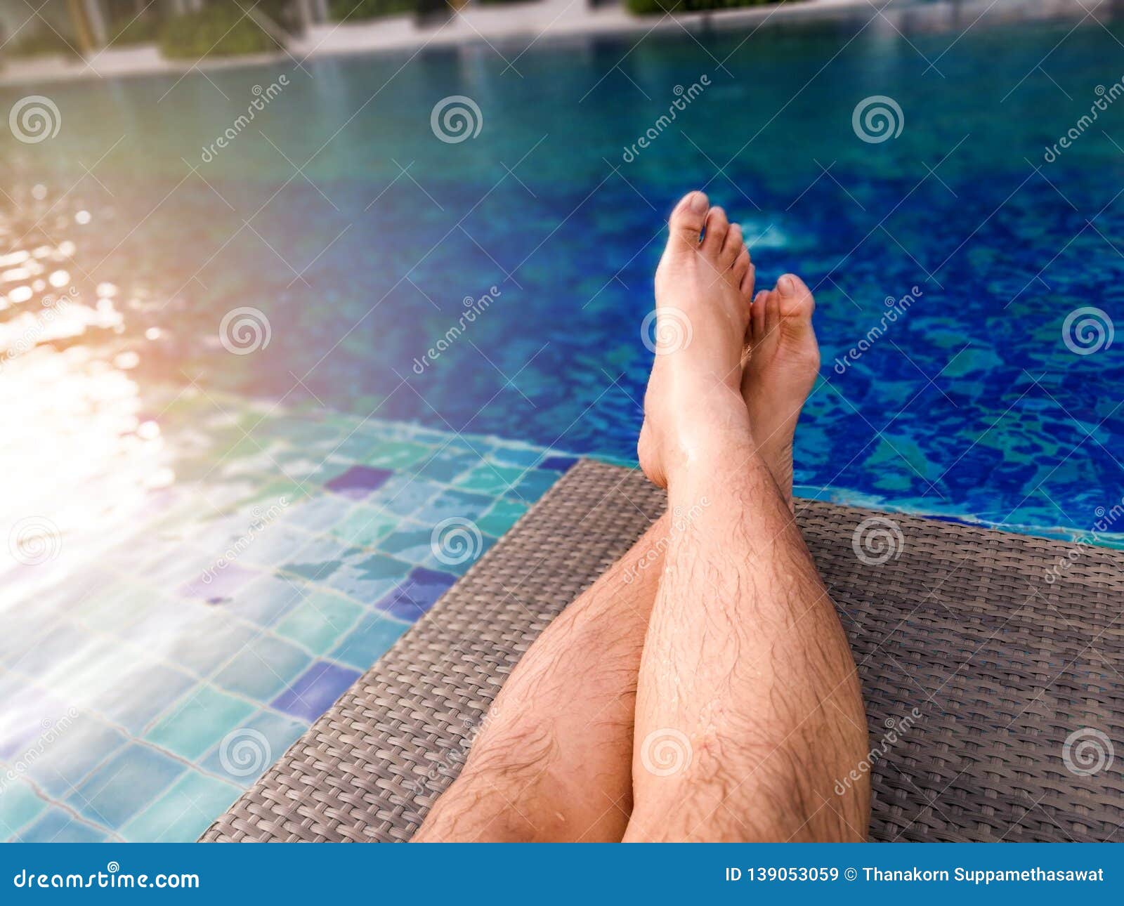 Men`s Legs Resting in a Swimming Pool Stock Image - Image of healthy ...