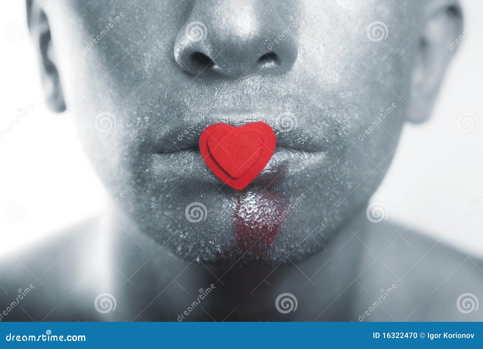 Men S Lip with a Silver Makeup Red Heart Stock Photo - Image of closed ...