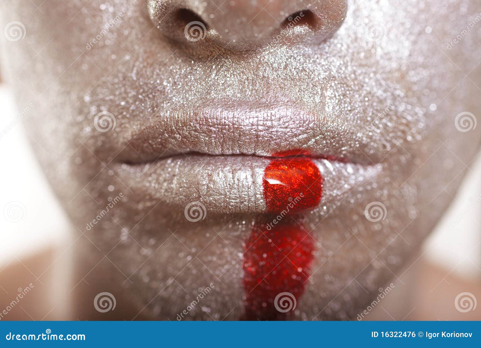 Men S Lips with Bronze Makeup and Blood Stock Photo - Image of mouth ...