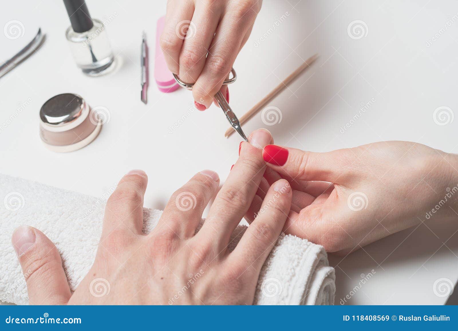 Men`s Manicure. Hands of the Technician Cut the Nails on Men`s Hands ...