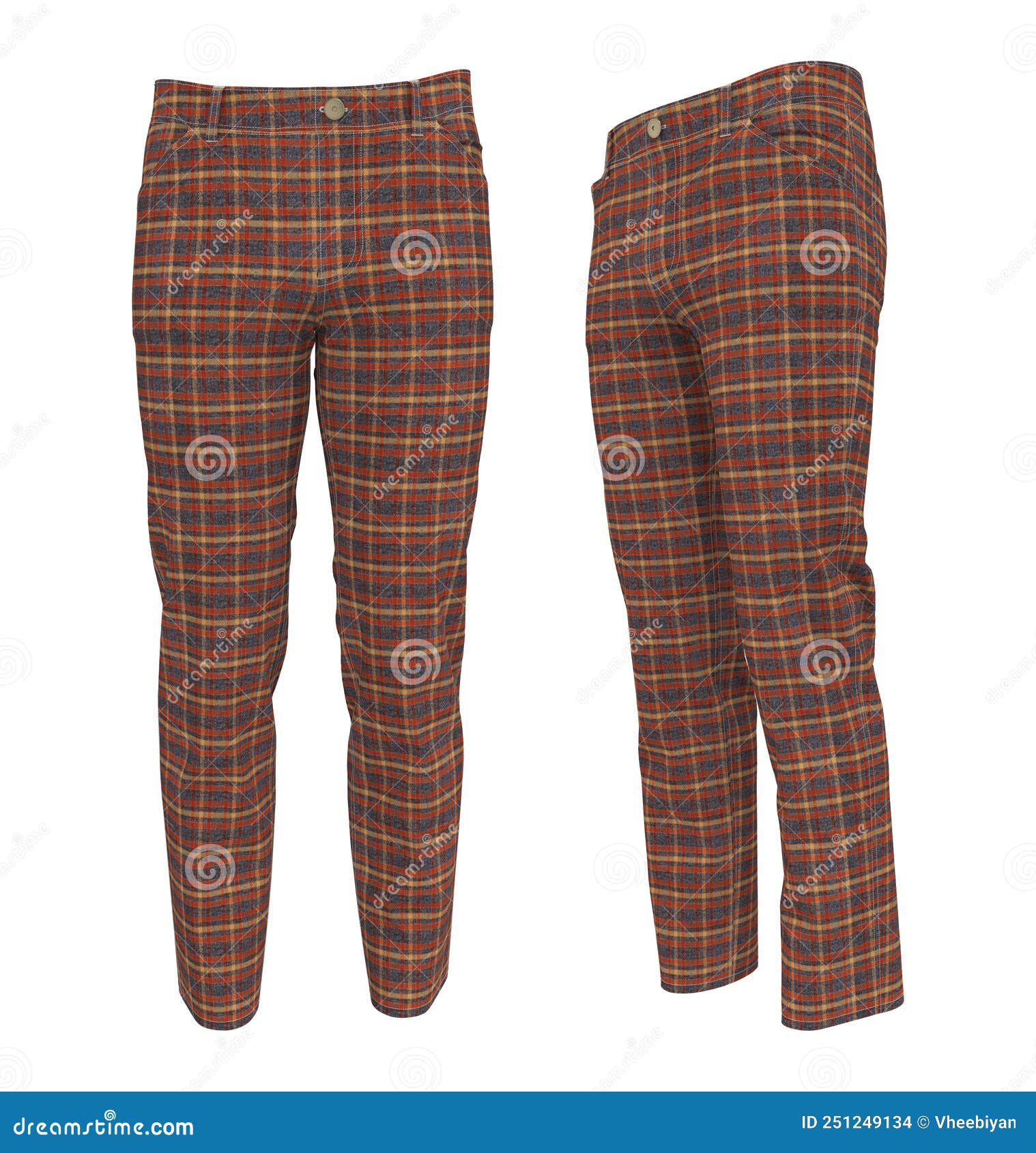 Men`s Pants in Front, Side and Back Views. 3d Rendering, 3d ...