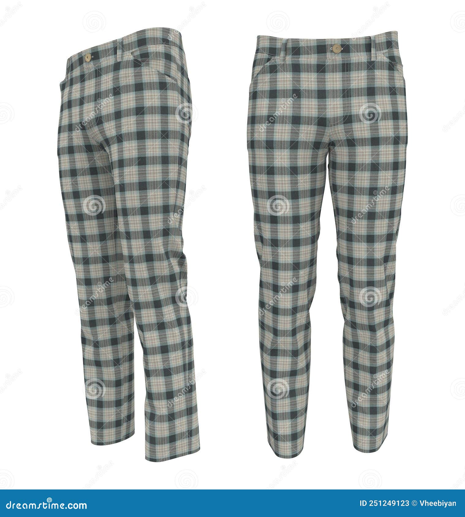 Men`s Pants in Front, Side and Back Views. Isolated on White, 3d ...