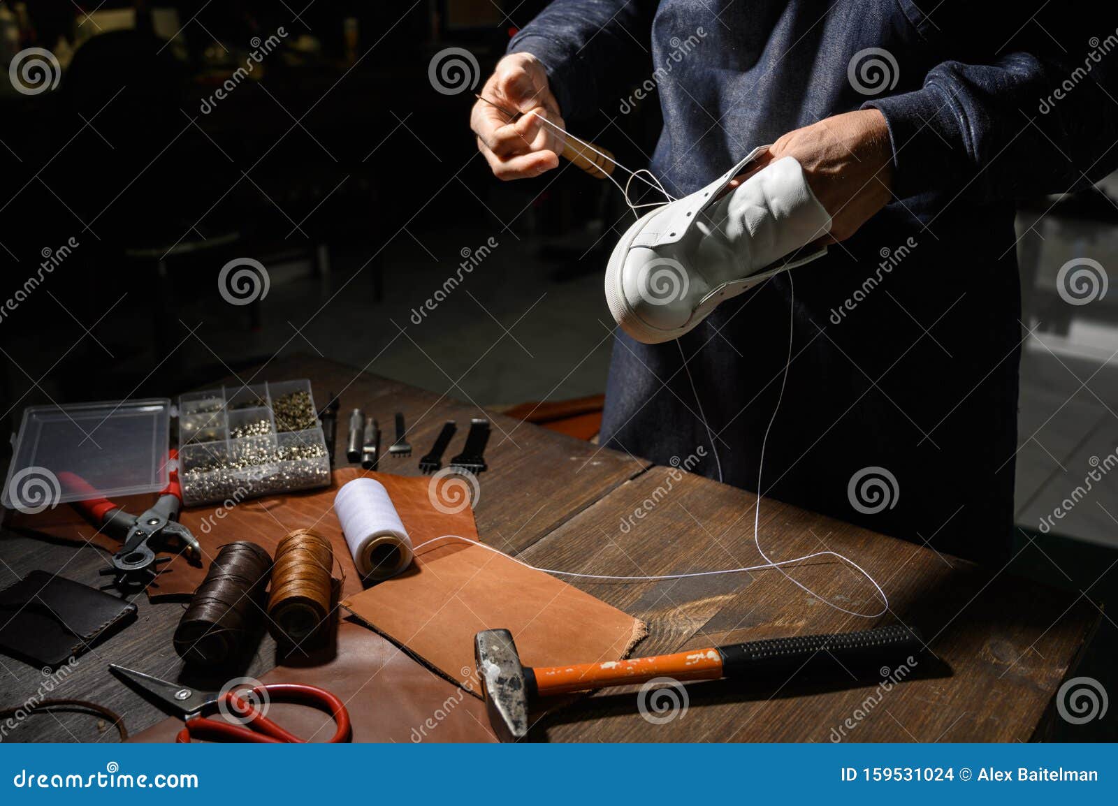 Men`s Shoes Made of Leather Leather, the Shoemaker Workshop. Shoemaker ...