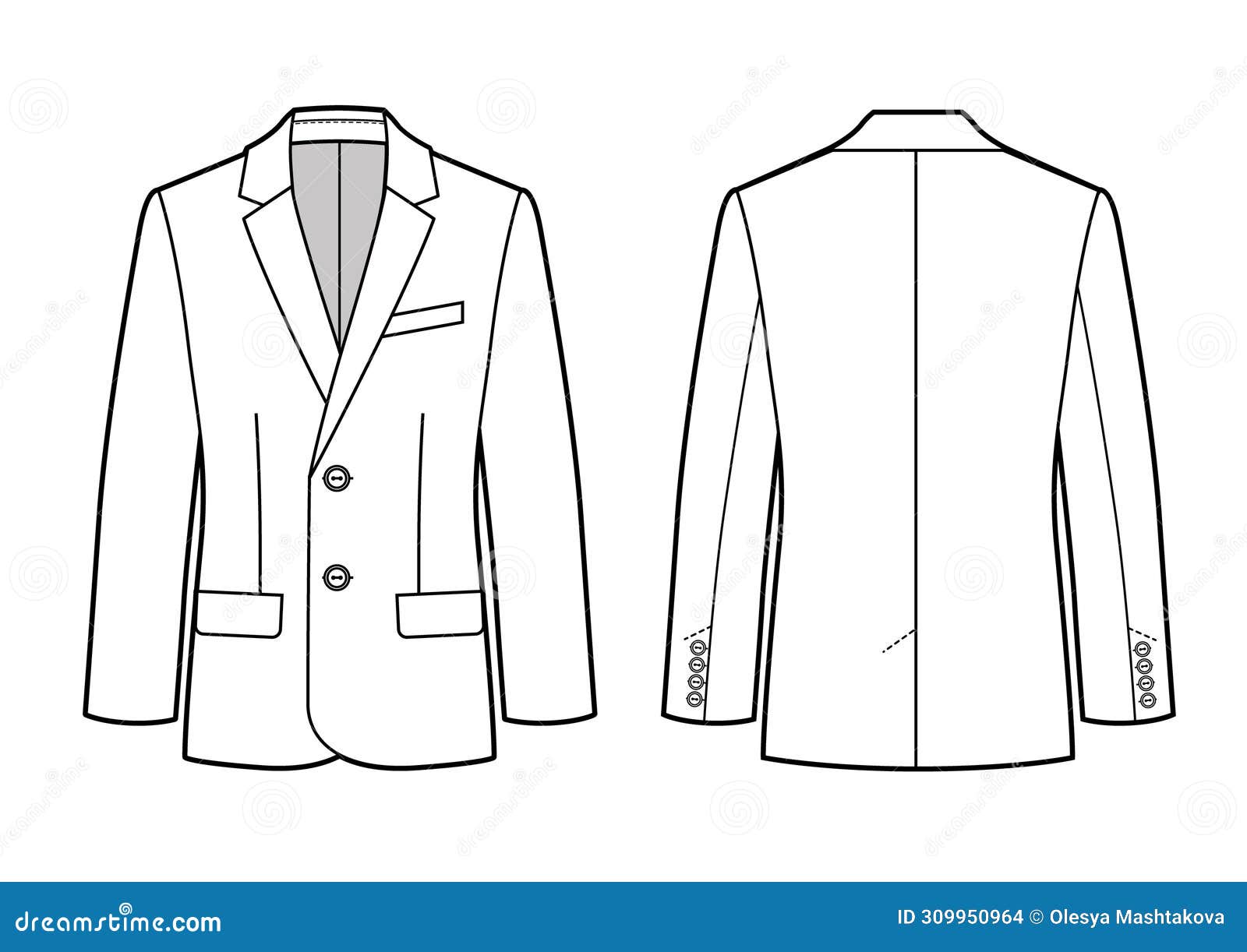 Men S Suit Jacket Slim Fit. Vector Technical Sketch Stock Vector ...