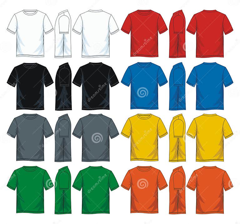 Men`s Templates Front Back And Side Views Stock Vector