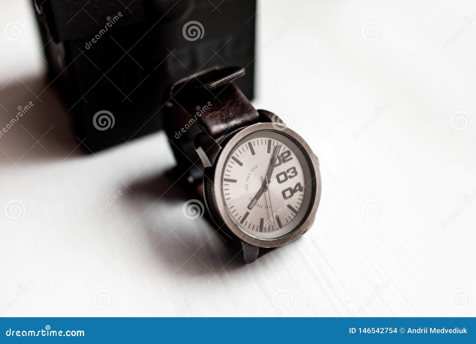 Men`s Watch on a Light Background. Accessories for a Businessman Stock ...