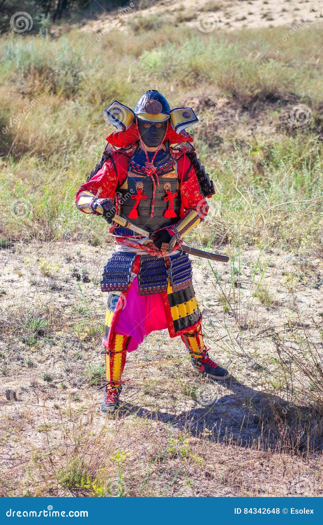 Men in Samurai Armour with Sword. Stock Photo - Image of armour, hakama ...