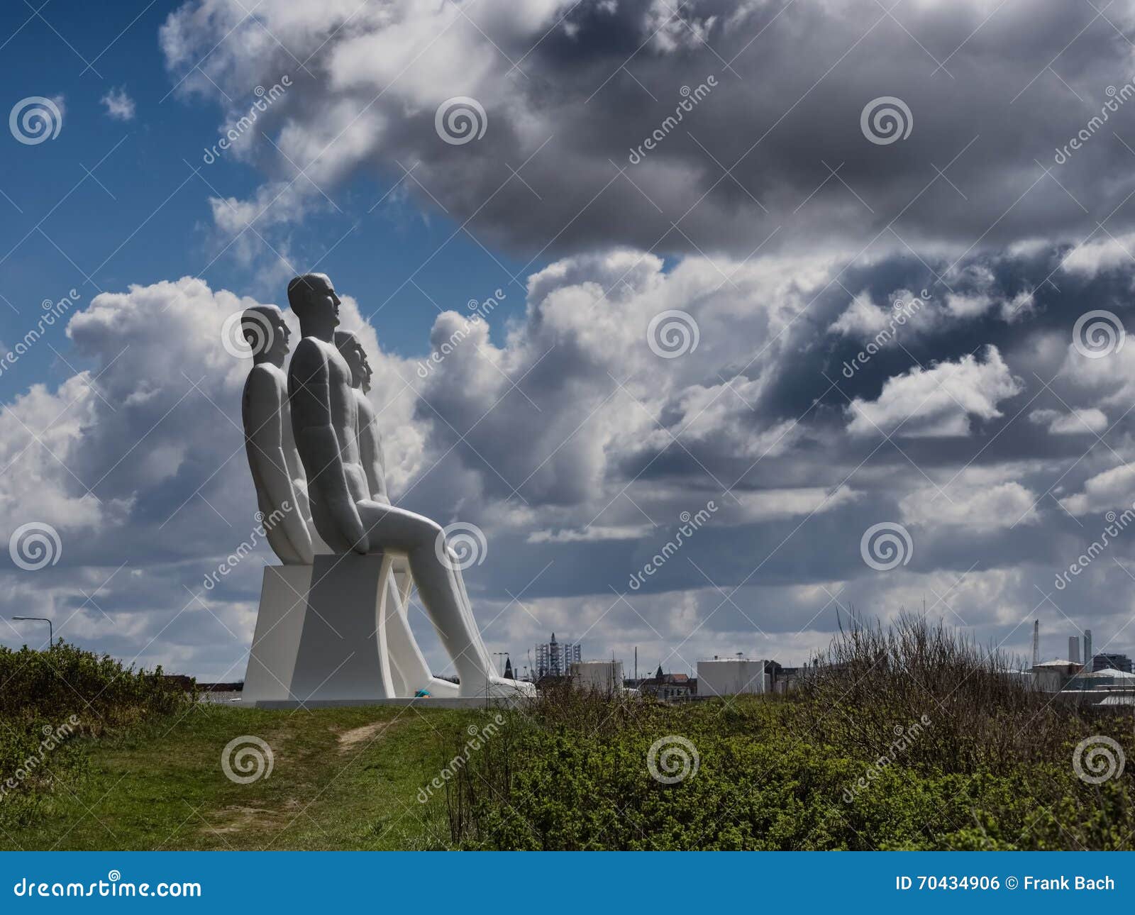 Men at Sea Statues in Esbjerg Harbor, Denmark Stock Photo - Image of ...