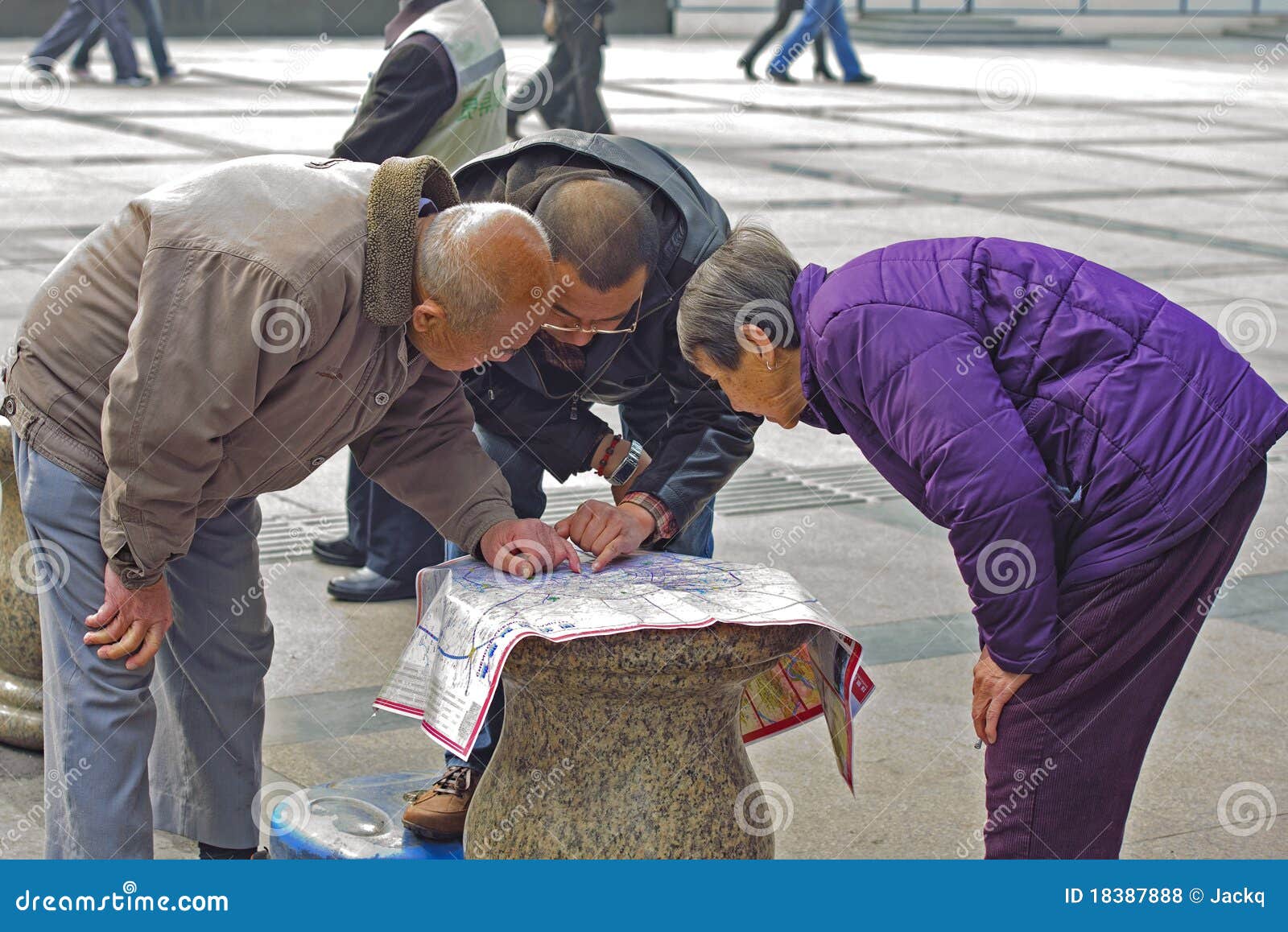 Men Search the Way on the Map Editorial Stock Photo - Image of china ...