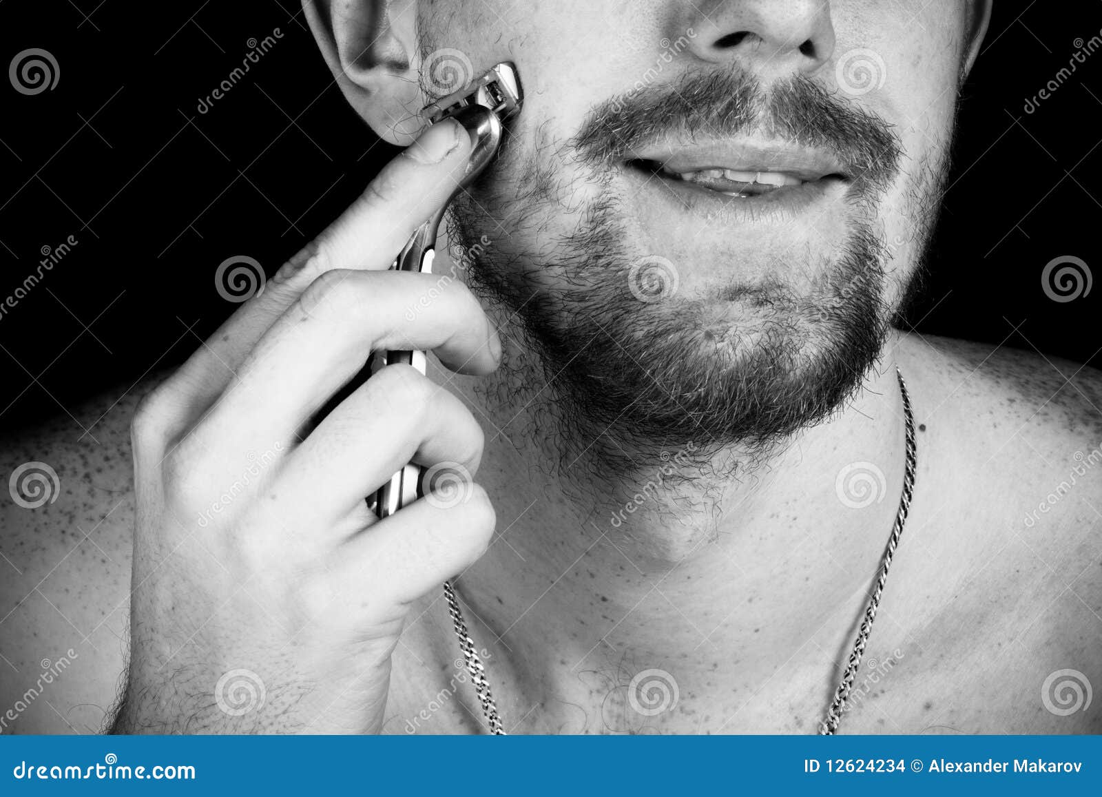 Men Shaving Faces. Close-up Stock Photo - Image of head, beard: 12624234