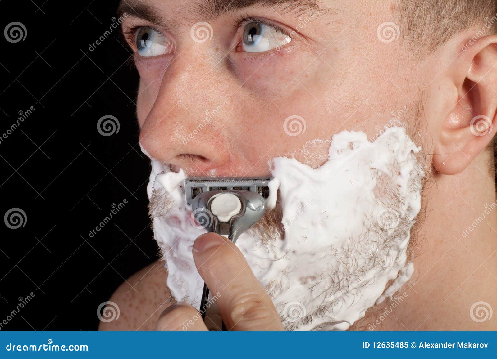 Men Shaving Faces. Close-up. Stock Image - Image of cream, health: 12635485