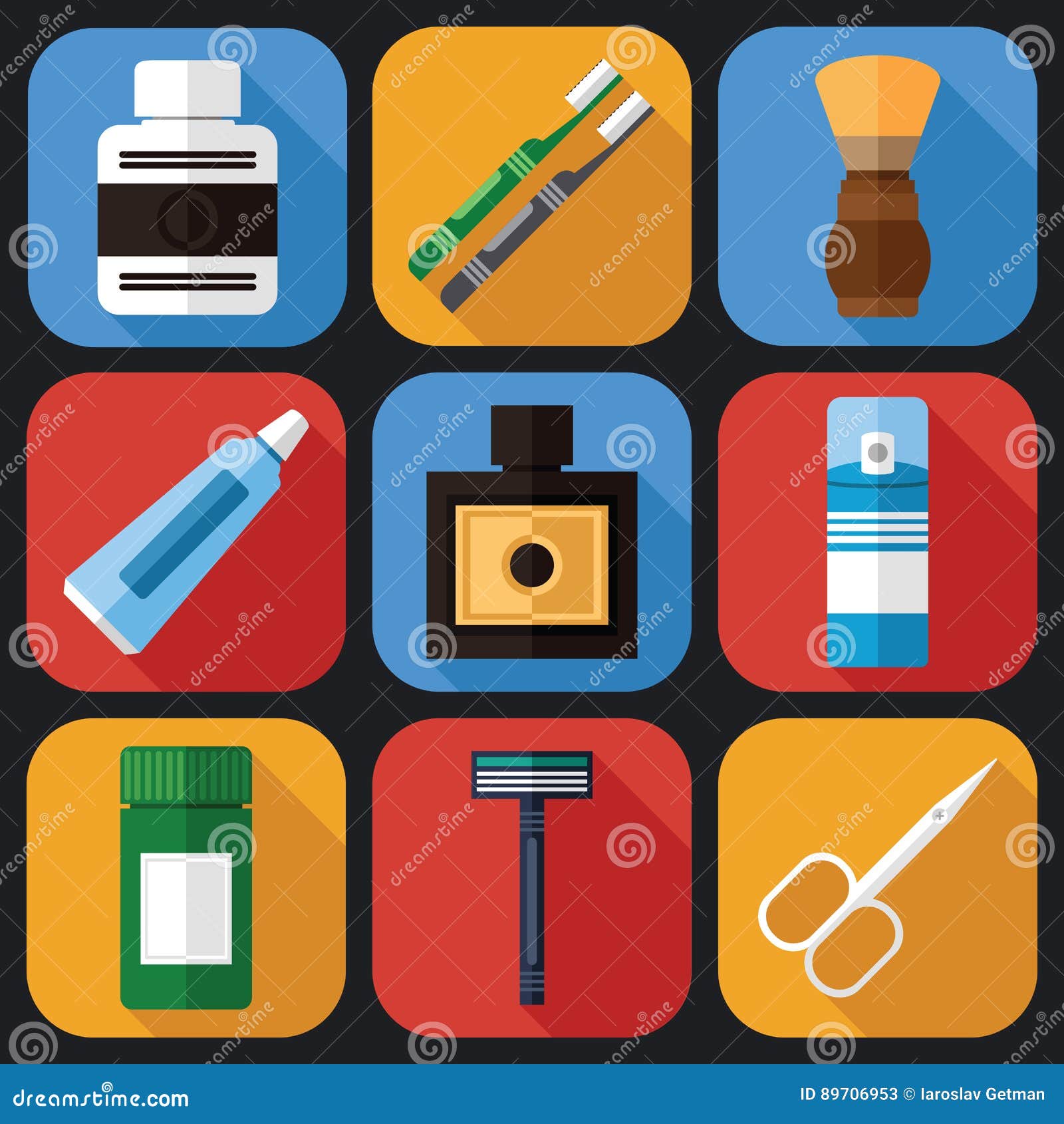 Men Shaving Icons Set in a Flat Design Stock Vector - Illustration of ...